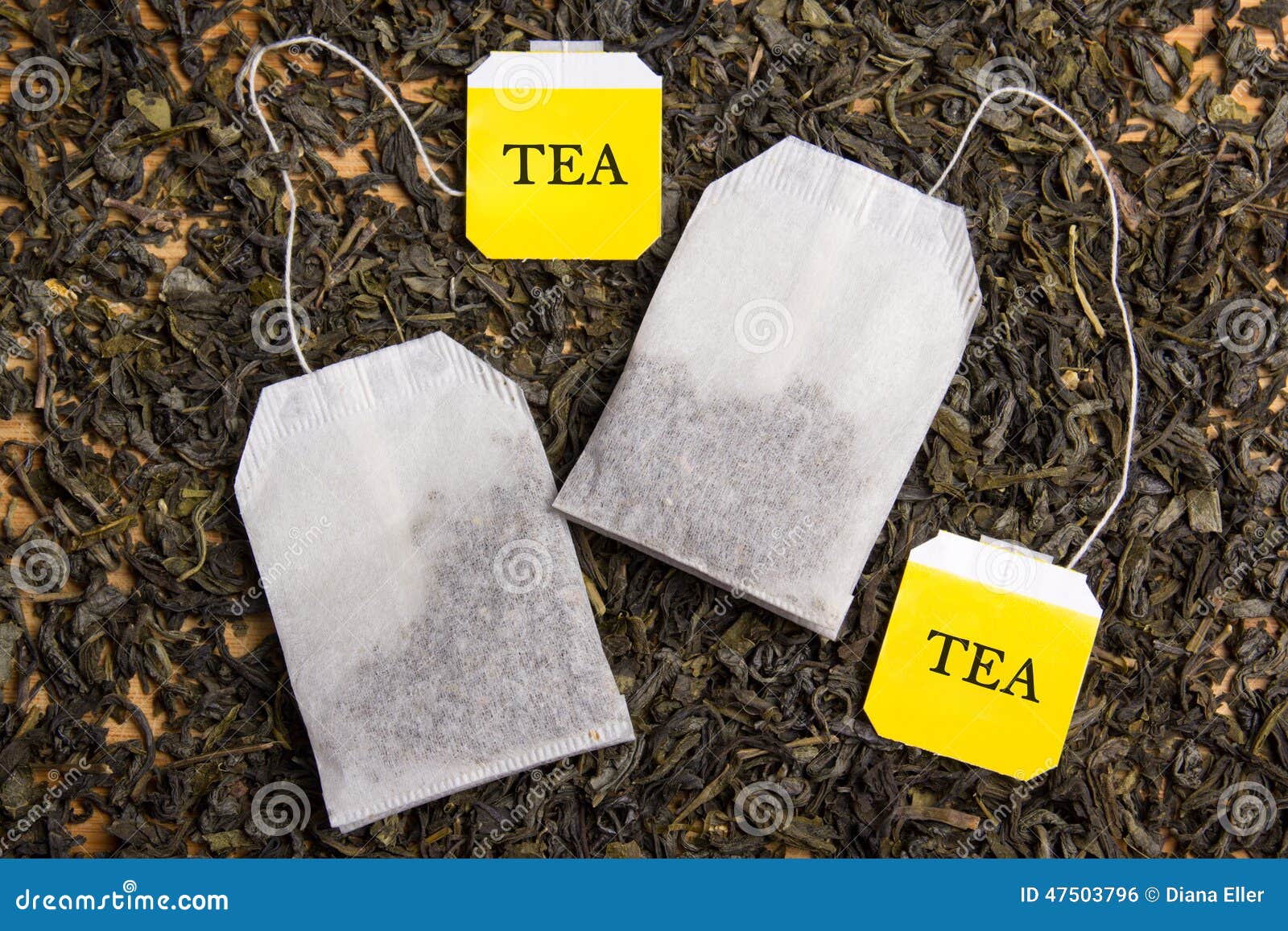 Close Up of Background with Dried Tea and Two Tea Bags Stock Photo ...