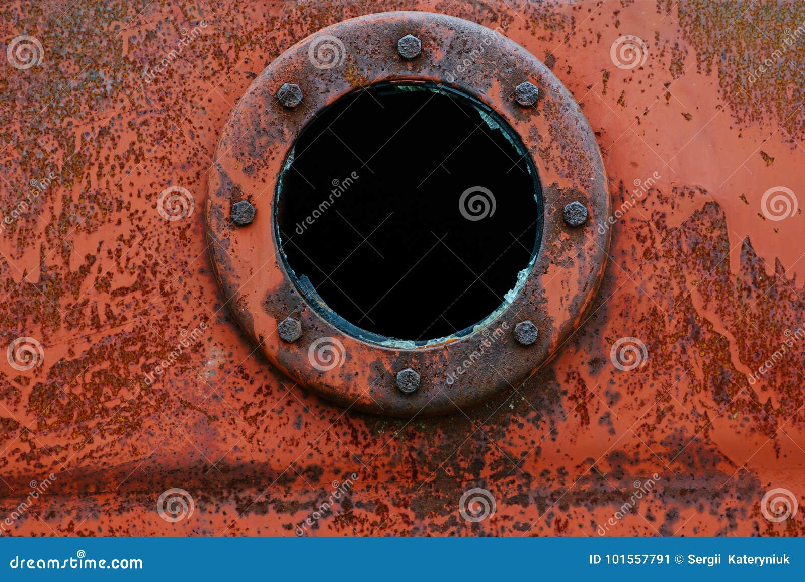 Close Up Background of Rusty Metal Tank with Rusty Circular Hole Stock ...