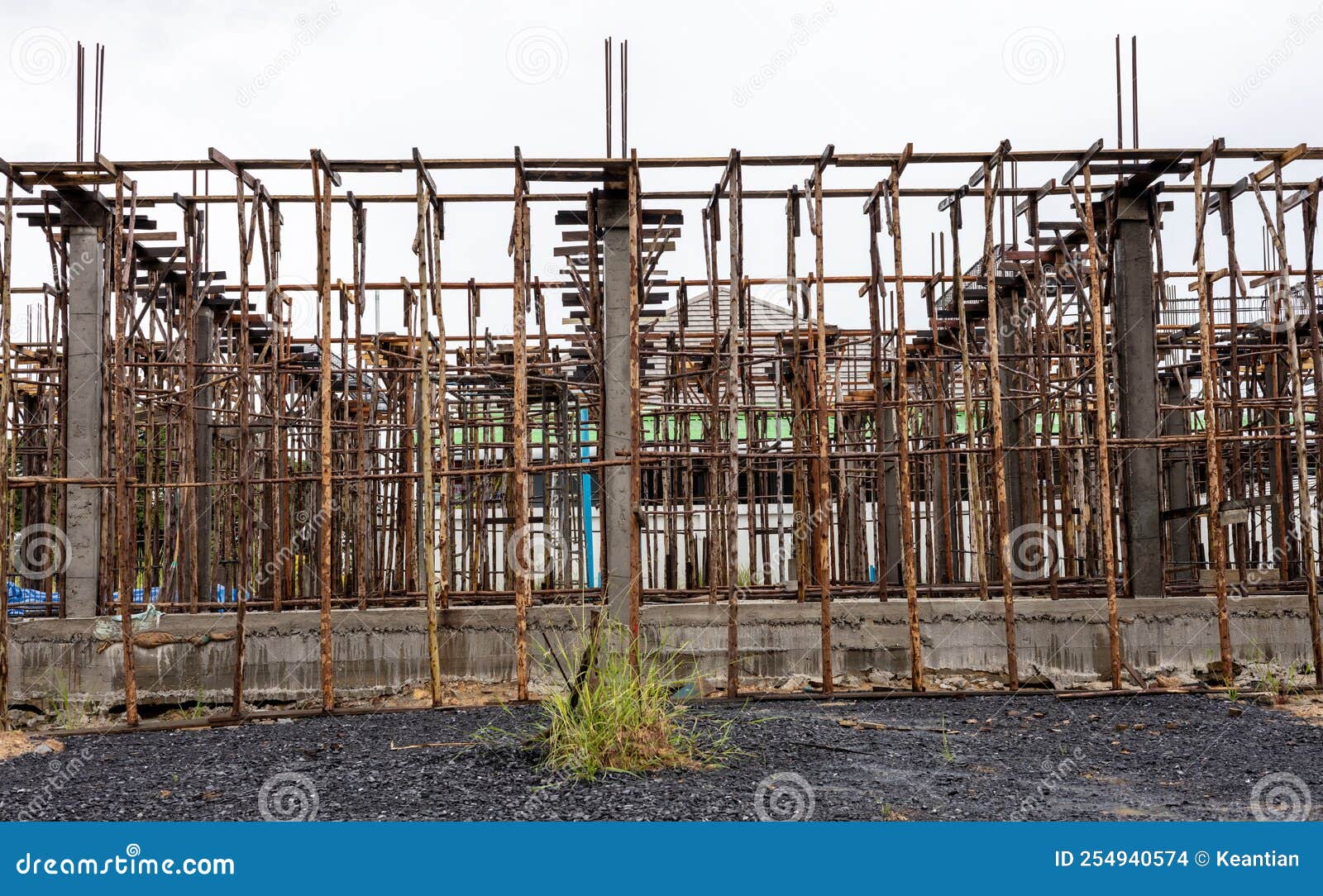 Close-up Background View of Scaffolding Eucalyptus Logs Which are ...