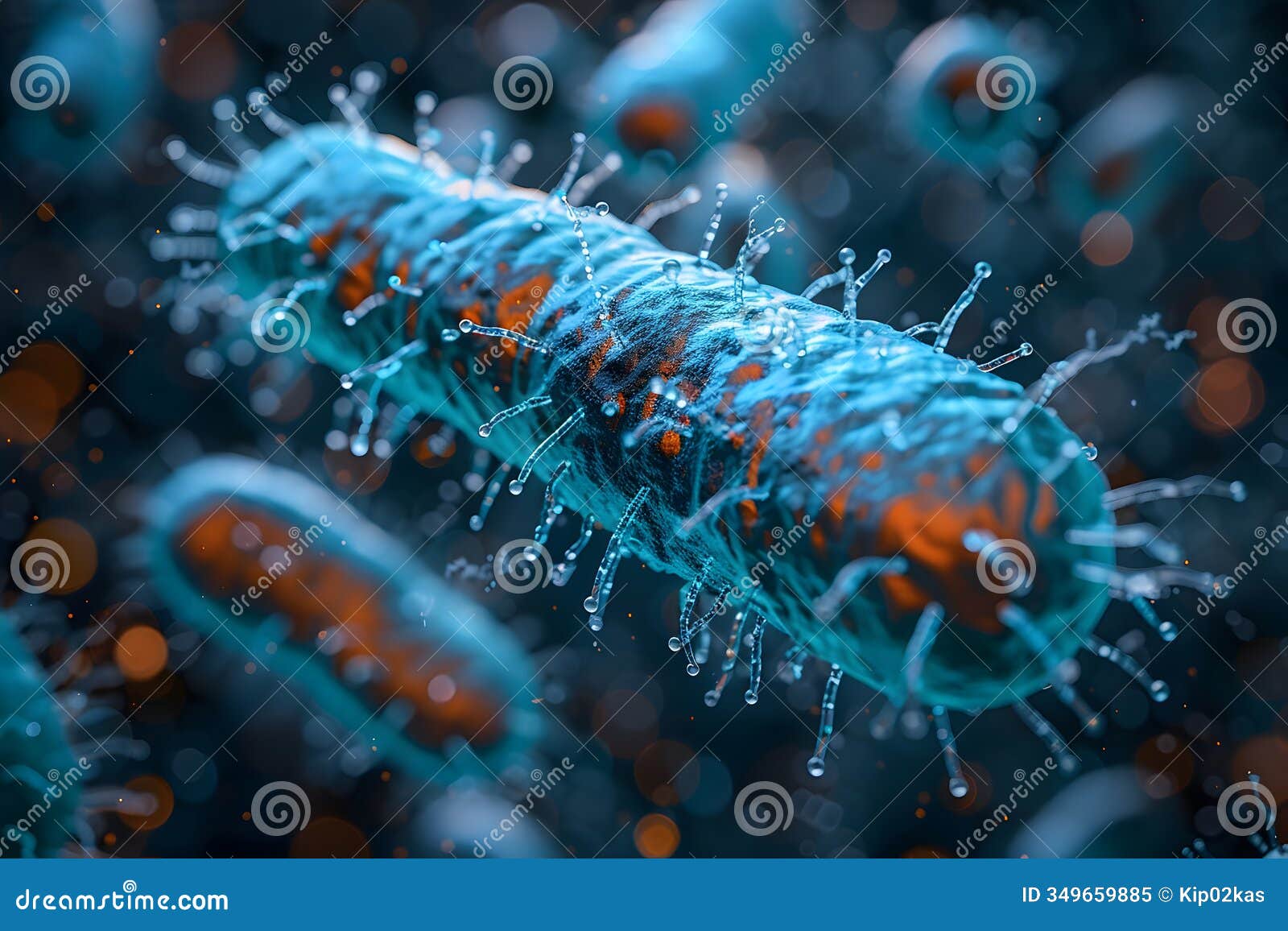 Close-Up of Bacteria Cell Structure with Detailed Microbial Features ...