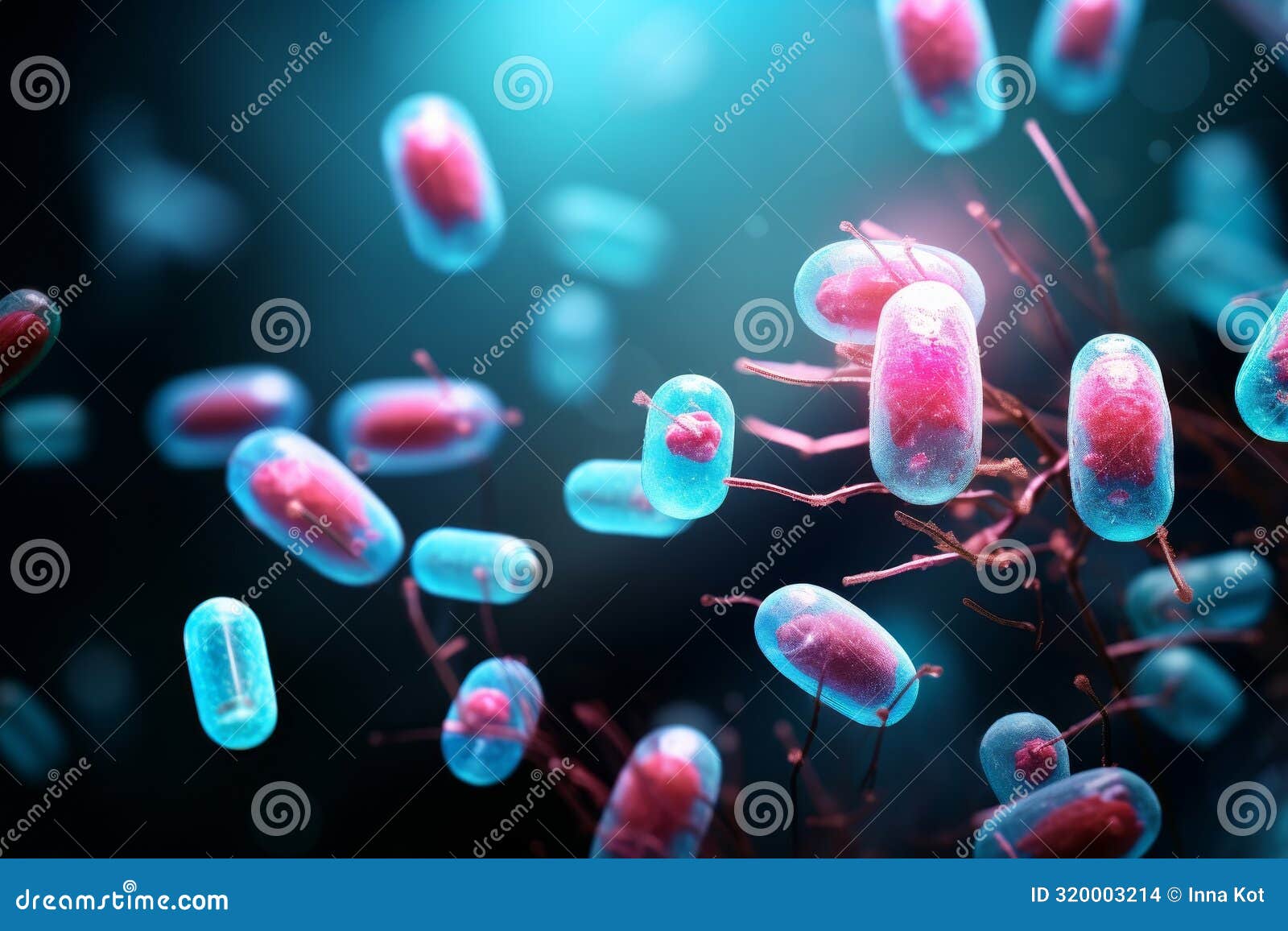 Close-up of Bacteria Cells Under Microscope - Microbiological Study and ...
