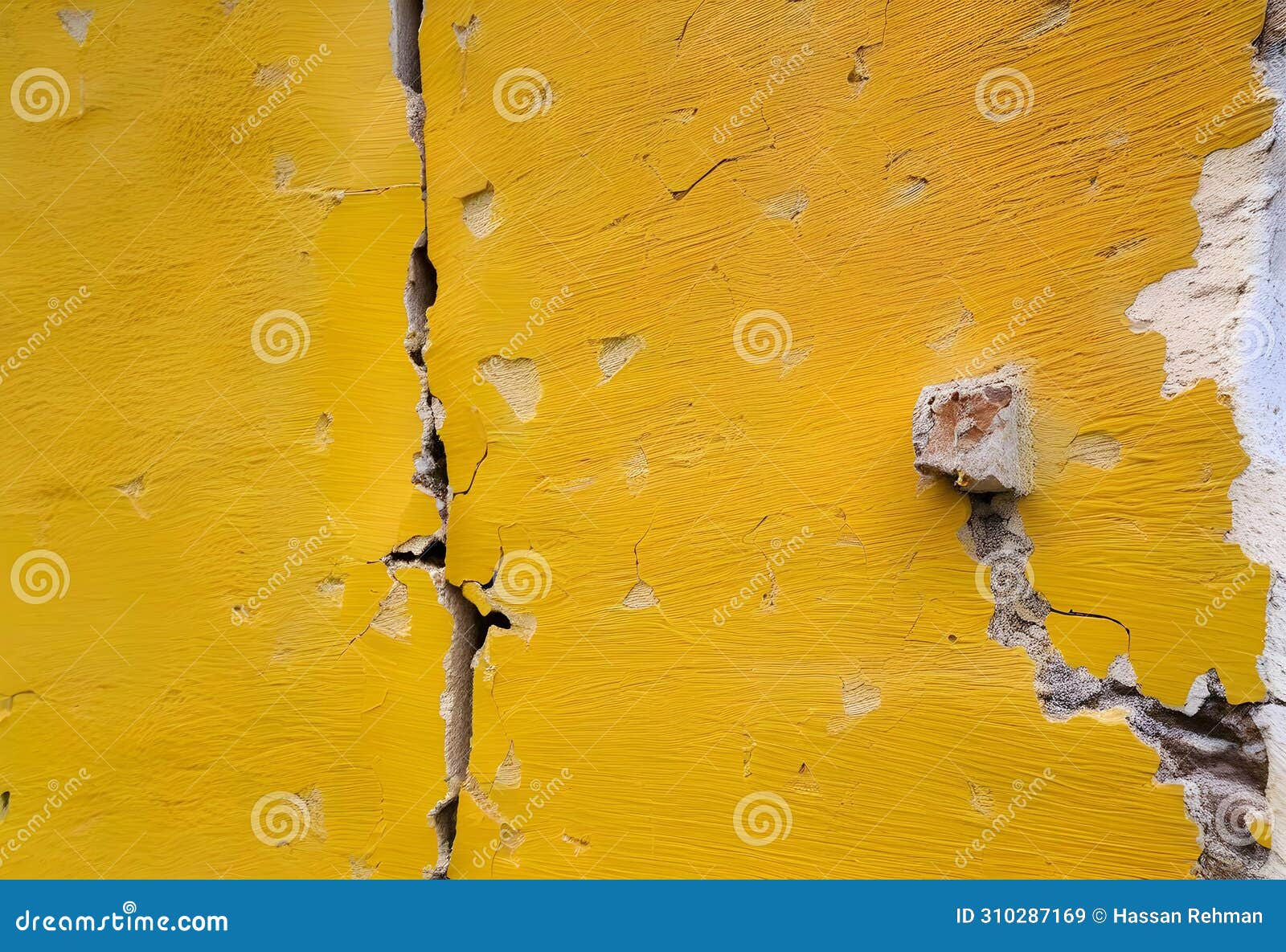 Close-up. Badly Fixed Building Facade Wall Covered with Cracks in ...