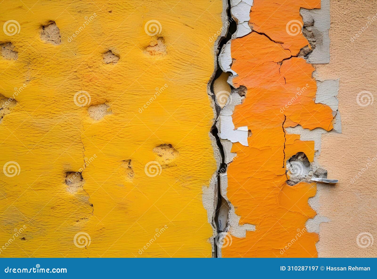 Close-up. Badly Fixed Building Facade Wall Covered With Cracks In ...