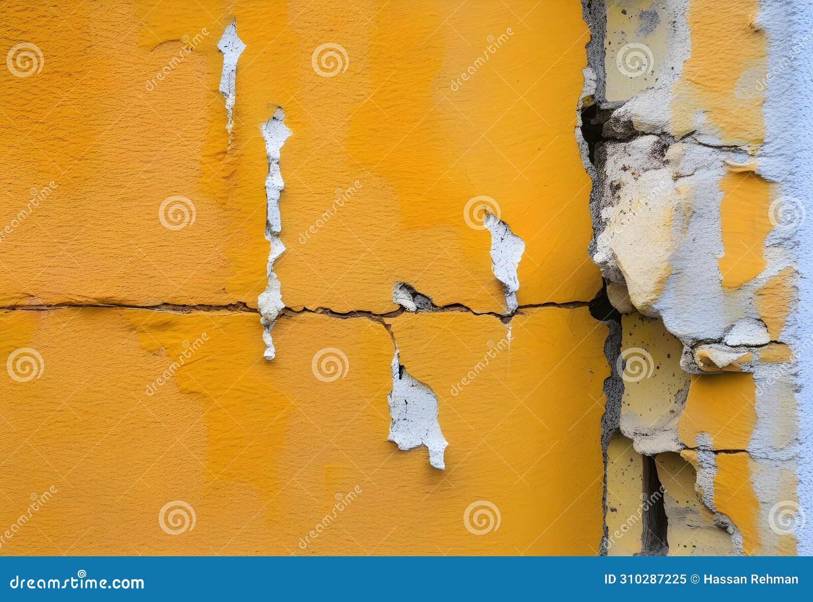 Close-up. Badly Fixed Building Facade Wall Covered With Cracks In ...