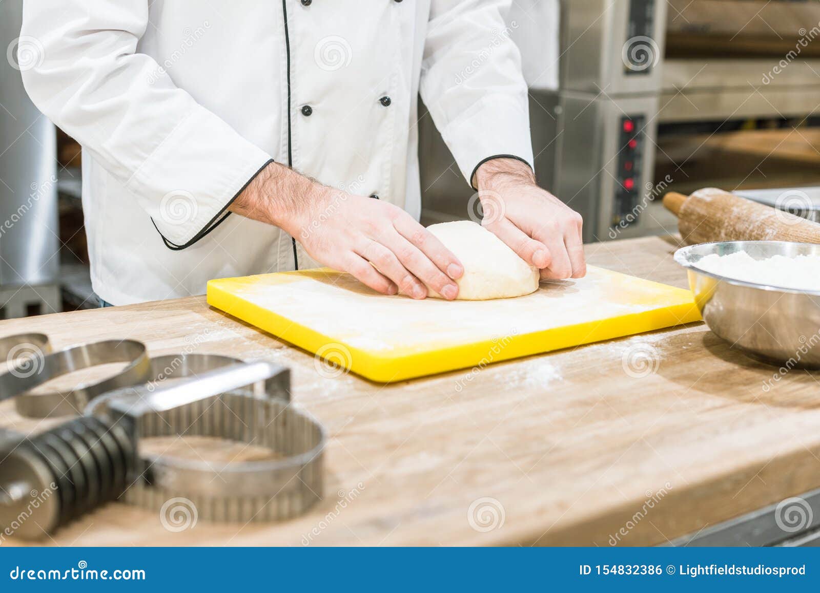 Close Up of Baker Hands with Dough on Stock Photo - Image of kitchen ...