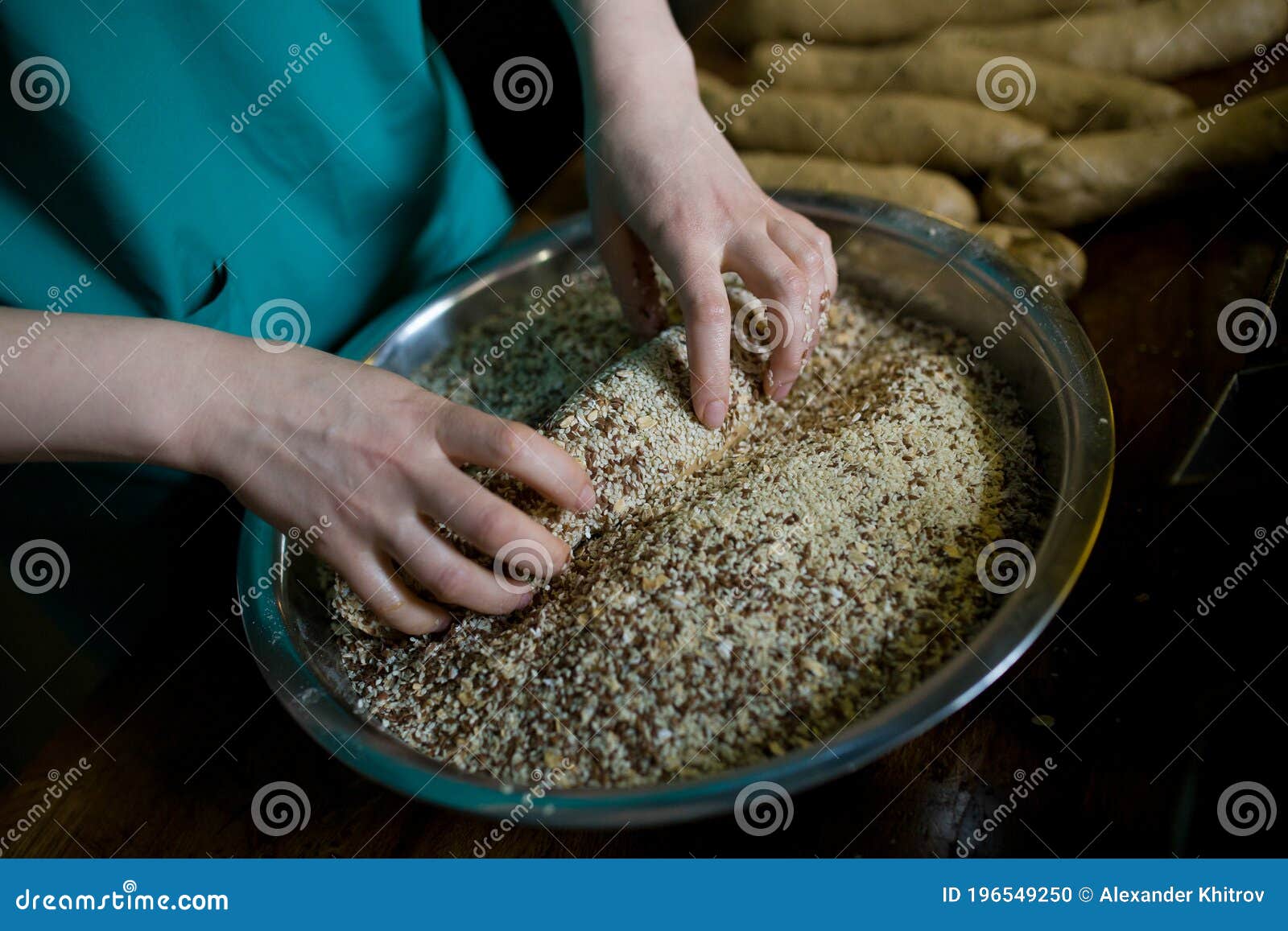 Close-up. Baker Makes Baked Goods, Shapes Dough on the Desktop Stock ...