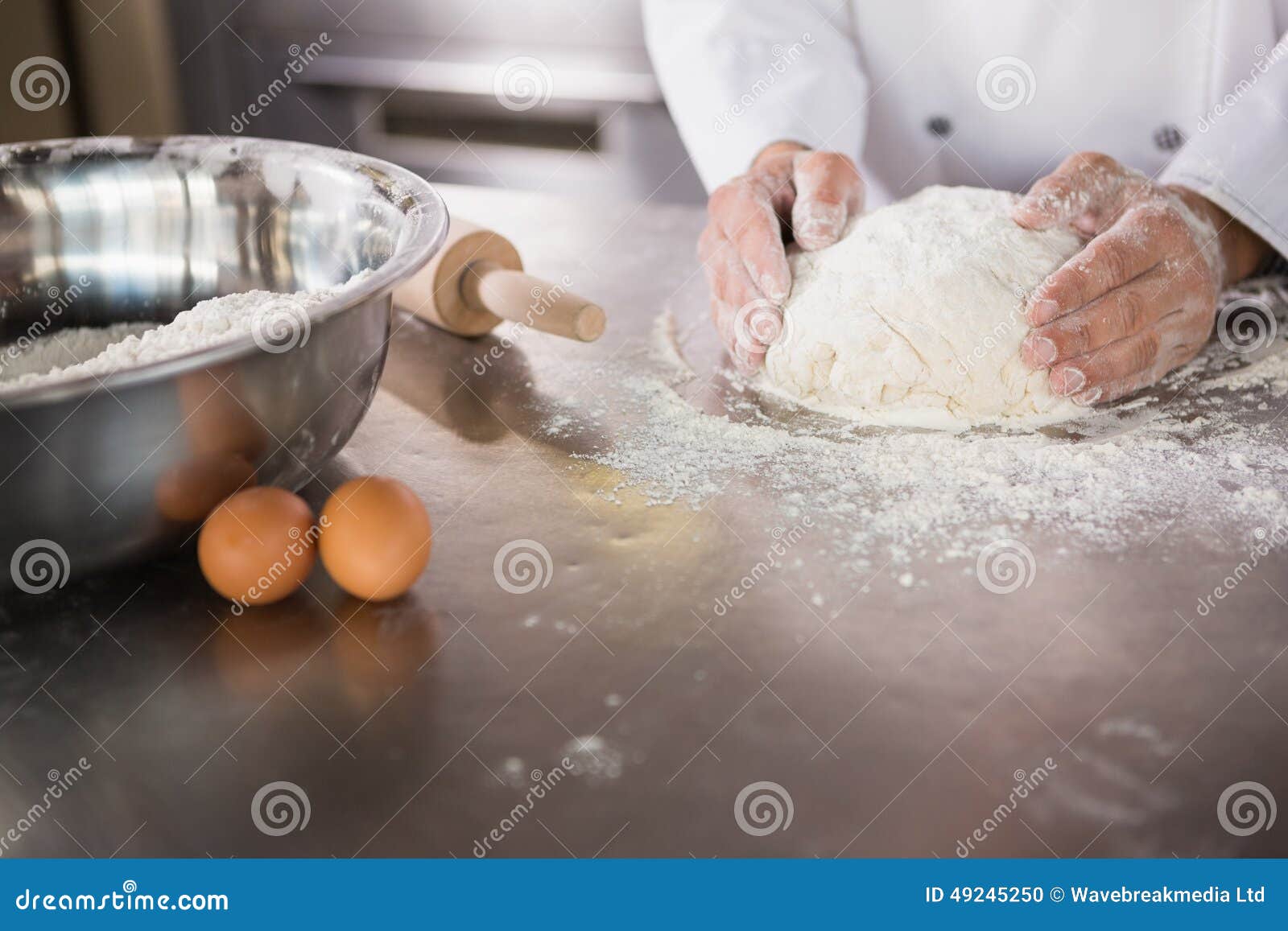 Close Up of Baker Preparing Dough Stock Photo - Image of profession ...