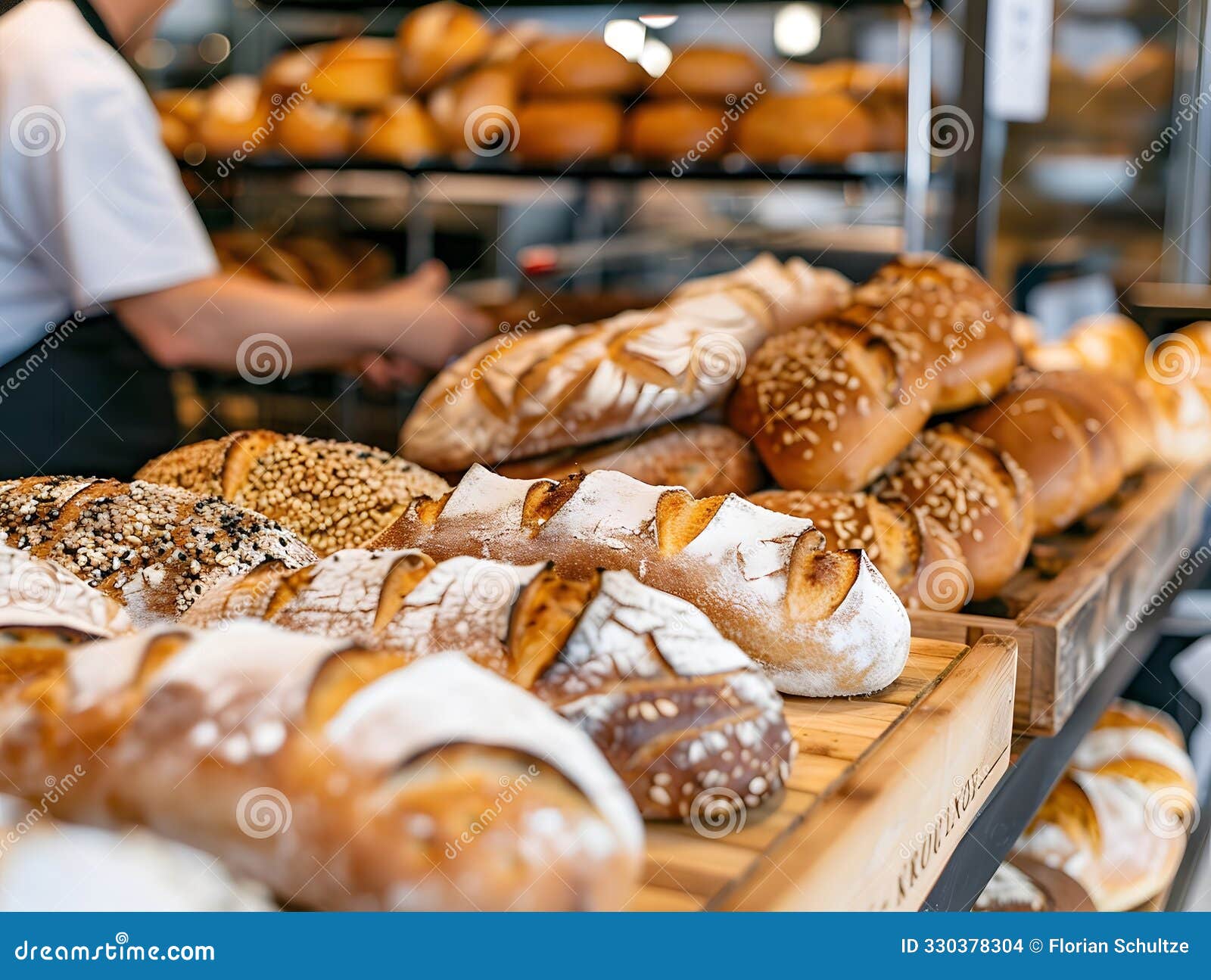 Close Up of a Baker S Fresh Loaves in Bakery Stock Illustration ...