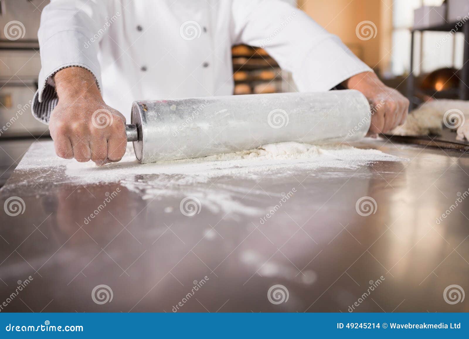 Close Up of Baker Using a Rolling Pin Stock Photo - Image of ...