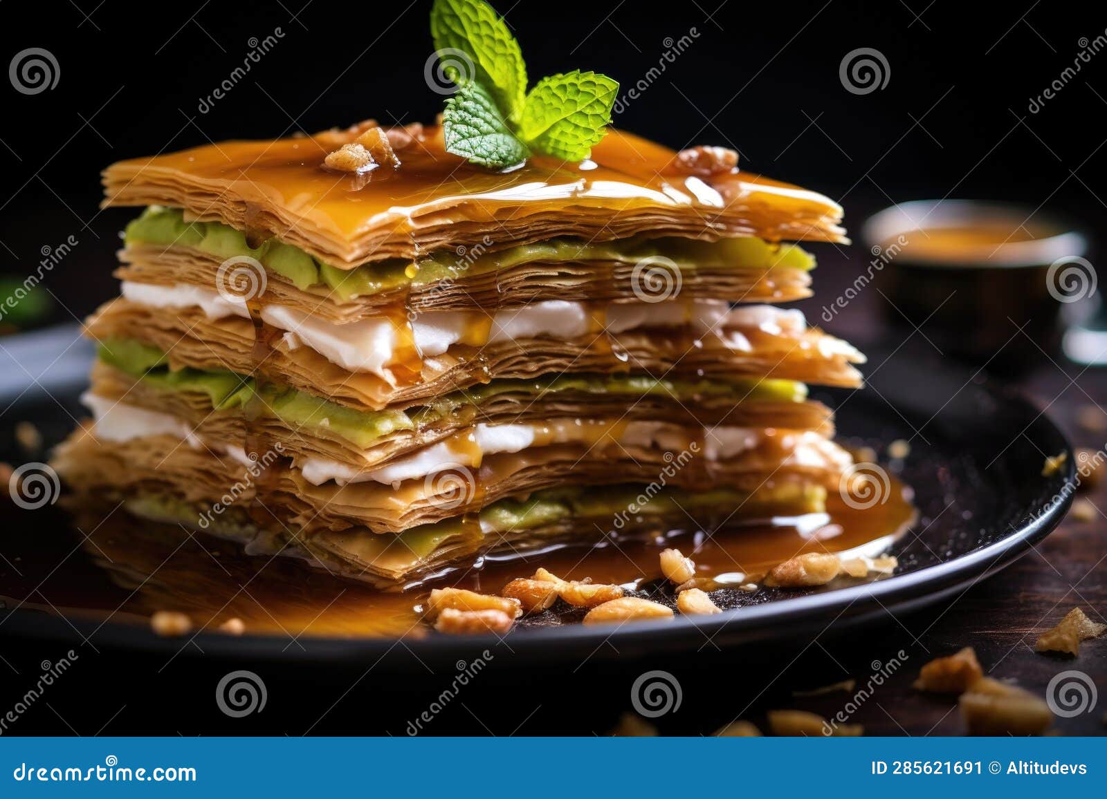 Close-up of Baklava Layers and Filling Stock Image - Image of ...