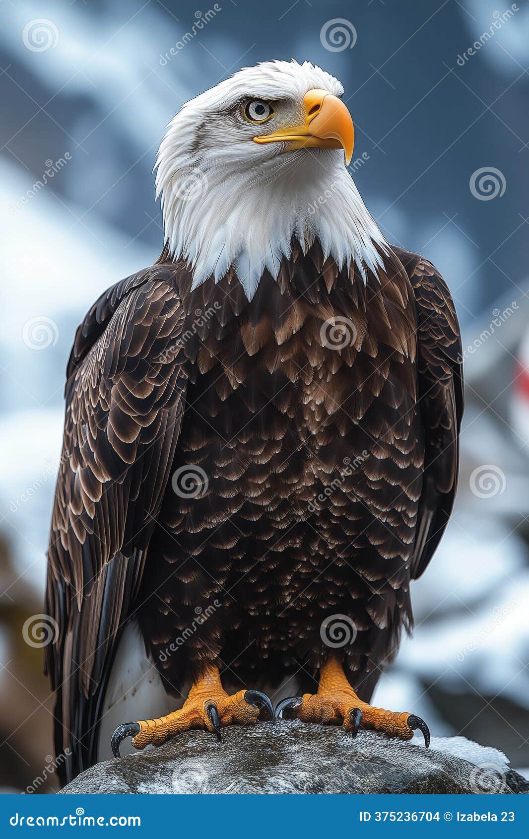 An Eagle Standing Proudly On A Rocky Outcrop, With A Vast Ocean In The ...