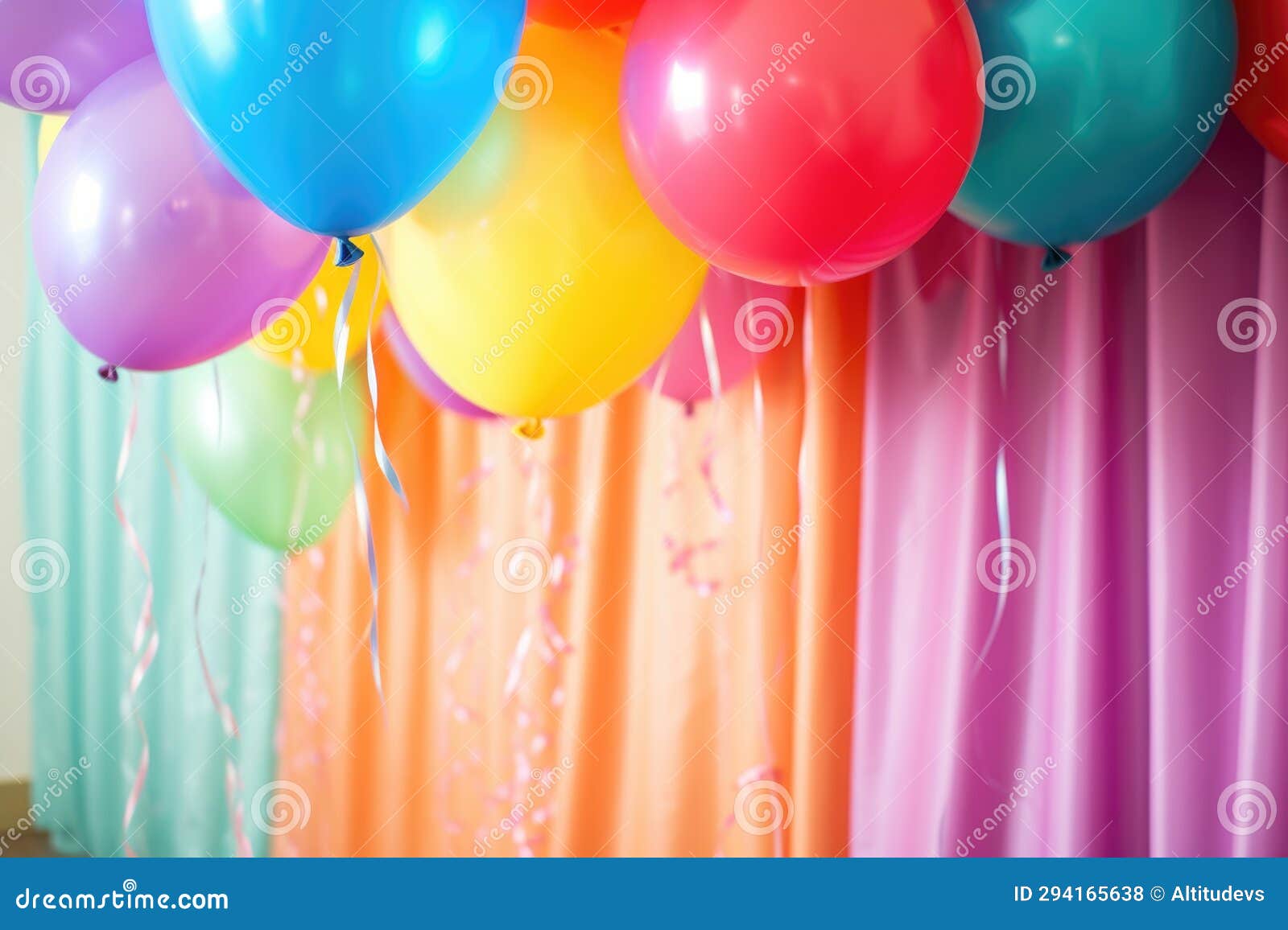 A Close-up of a Balloon Arrangement in a Corner Stock Photo - Image of ...