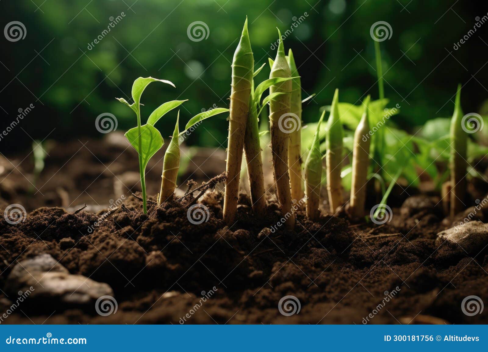 Close-up of Bamboo Shoots Sprouting from Soil Stock Photo - Image of ...