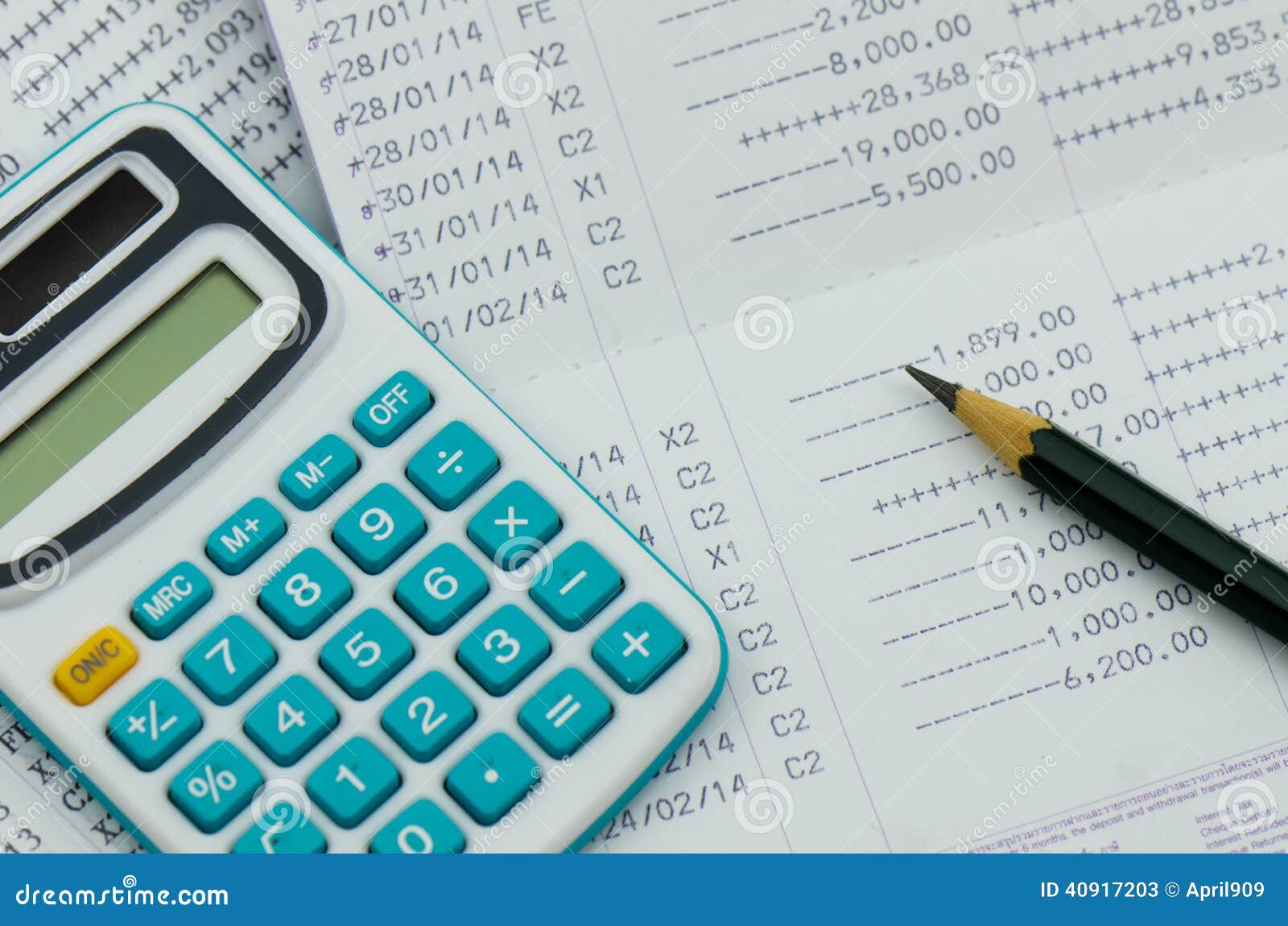 Close Up Bank Statement with Calculator Stock Image - Image of ...