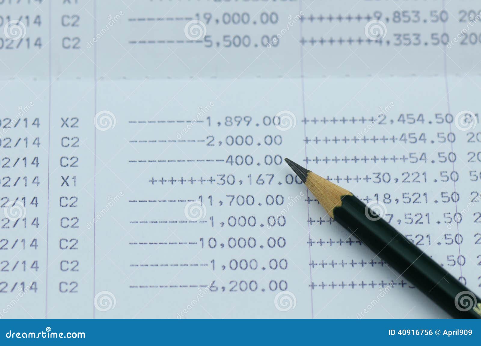 Close Up Bank Statement with Pencil Stock Photo - Image of funding ...