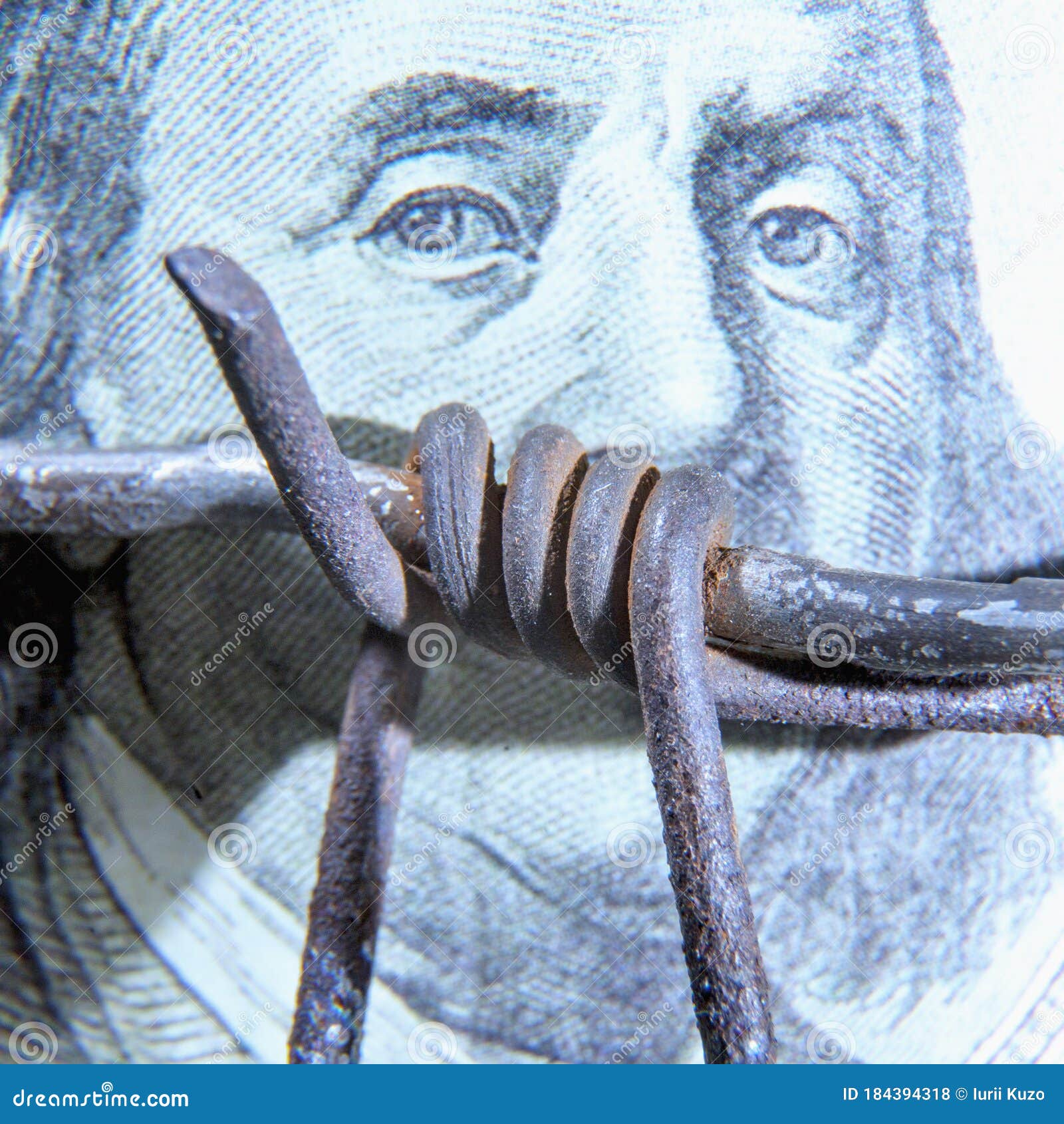 Close Up Barbed Wire Against US Dollar Bill Stock Photo - Image of ...