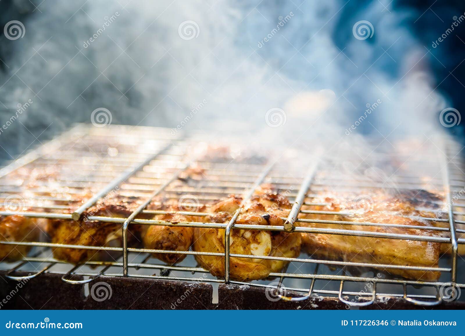 Close-up barbeque grill stock photo. Image of fried - 117226346