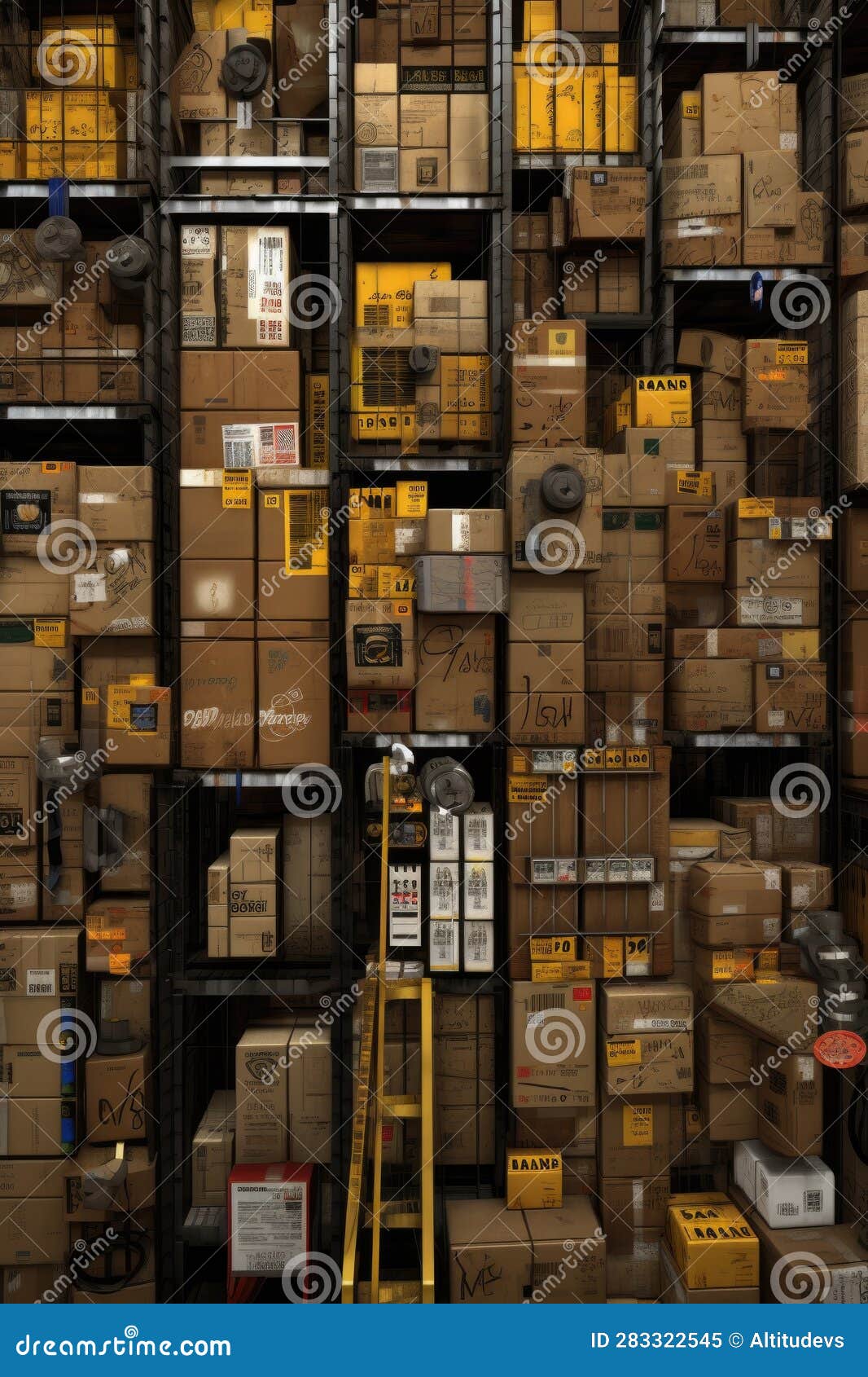 Close-up of Barcodes and Labels on Warehouse Items Stock Illustration ...