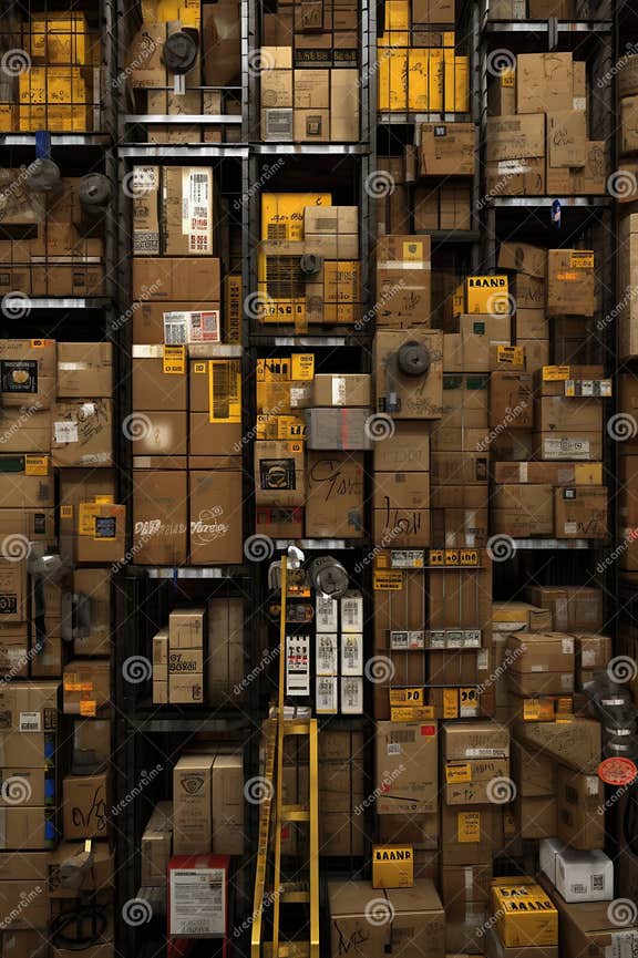 Close-up of Barcodes and Labels on Warehouse Items Stock Illustration ...