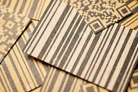 Close-up of a Barcodes and Qr Codes Printed on Cardboard Stock Image ...