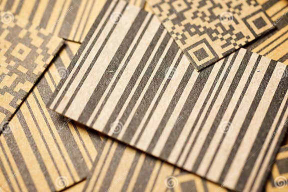 Close-up of a Barcodes and Qr Codes Printed on Cardboard Stock Image ...