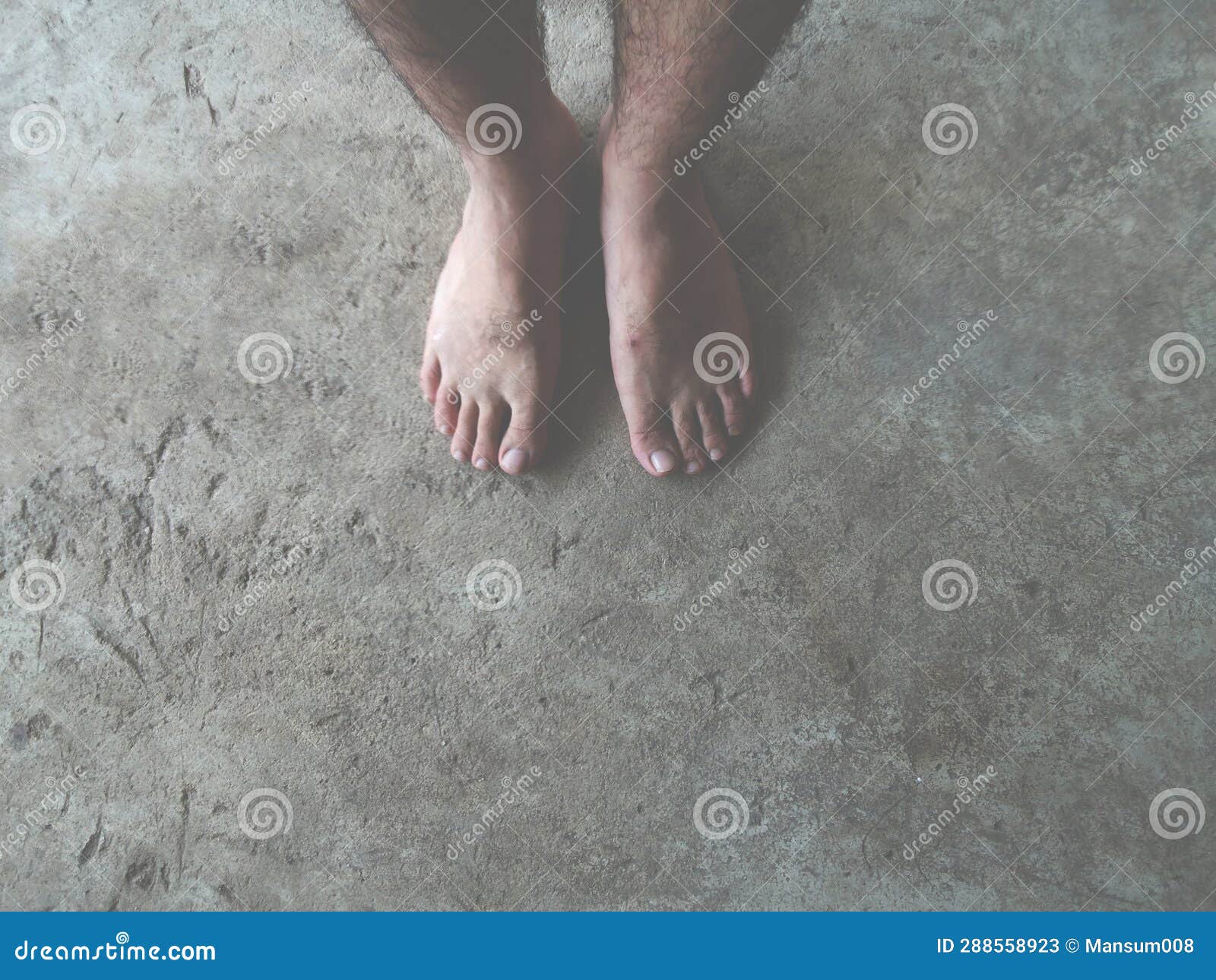 Bare Feet of Man on Cement Floor Stock Image - Image of care, health ...