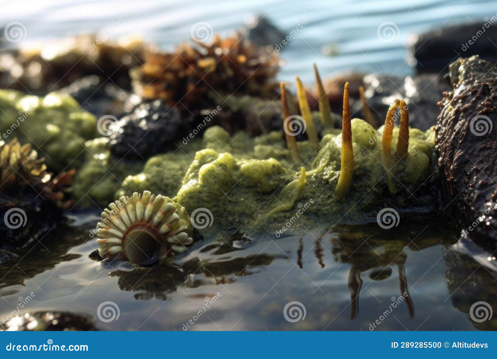 Close-up of Barnacles Feeding on Seaweed during Low Tide Stock Photo ...