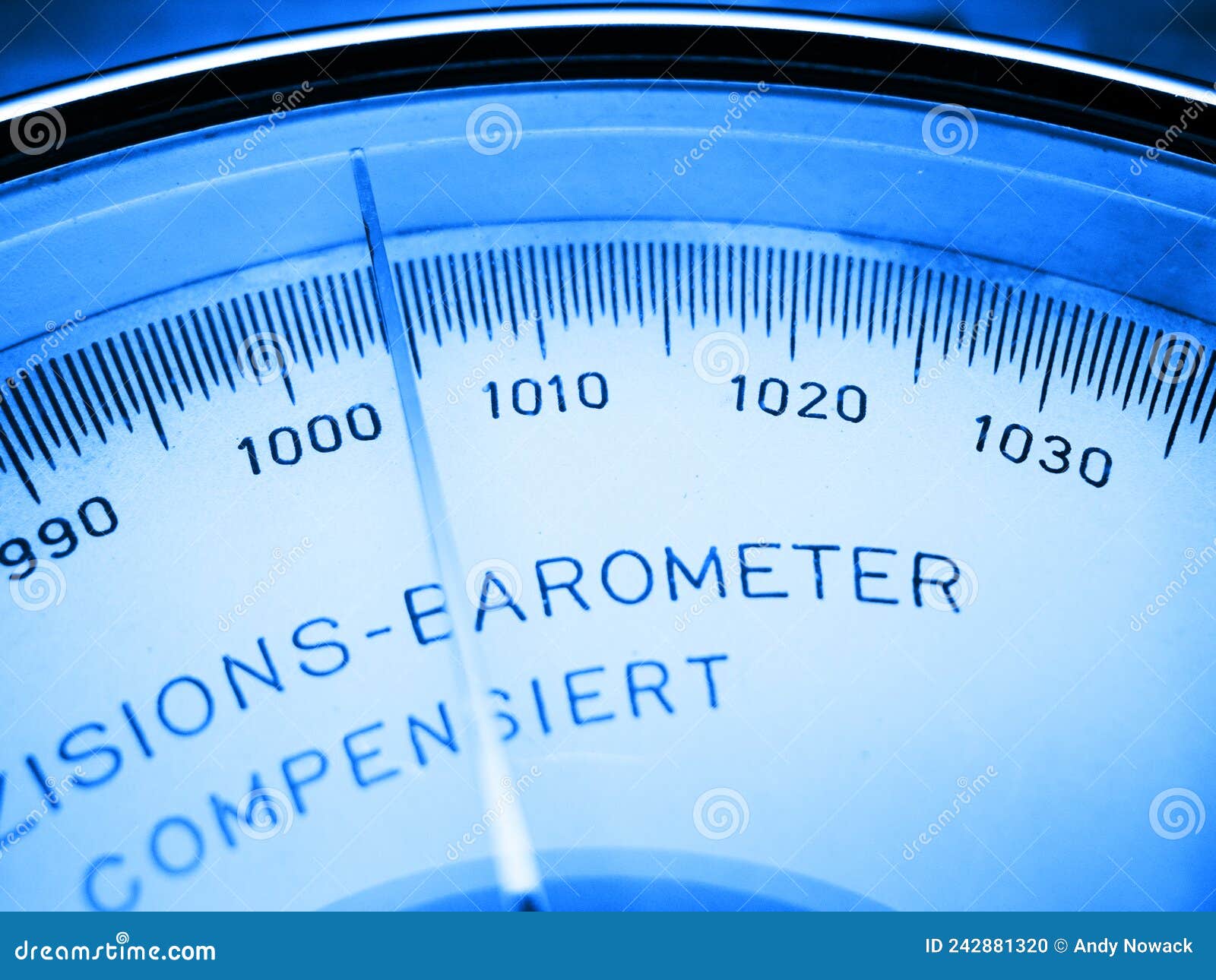 Close Up of a Barometer Blue Toned Stock Photo - Image of design, macro ...