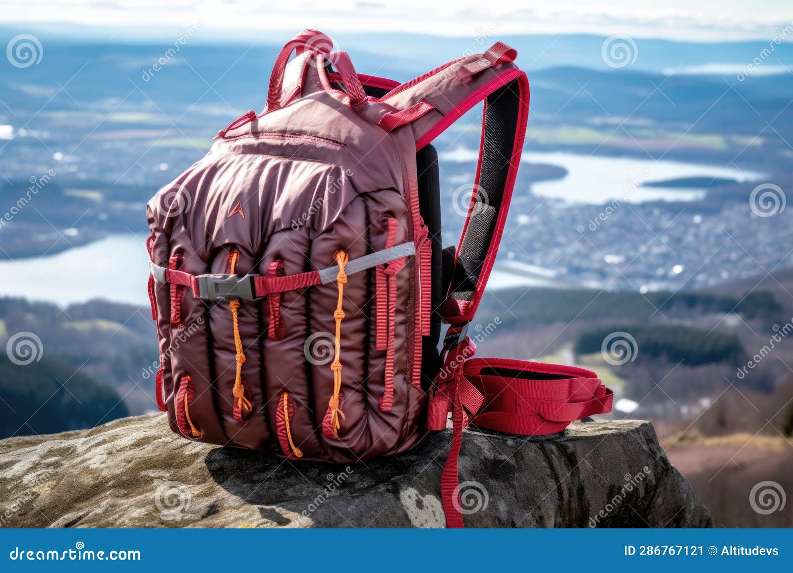 Close-up of Base Jumpers Parachute Backpack on Cliff Edge Stock ...