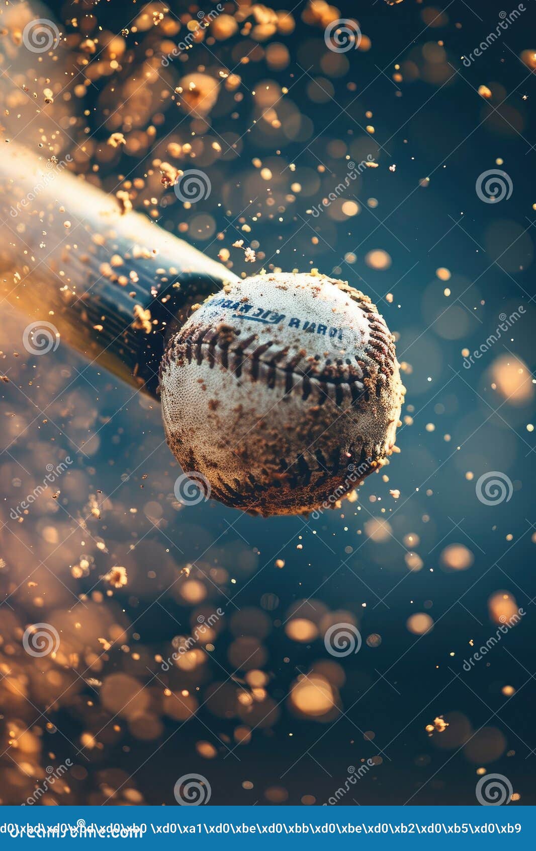 Close Up Of Baseball Bat Hitting Ball, Capturing Impact Moment In ...