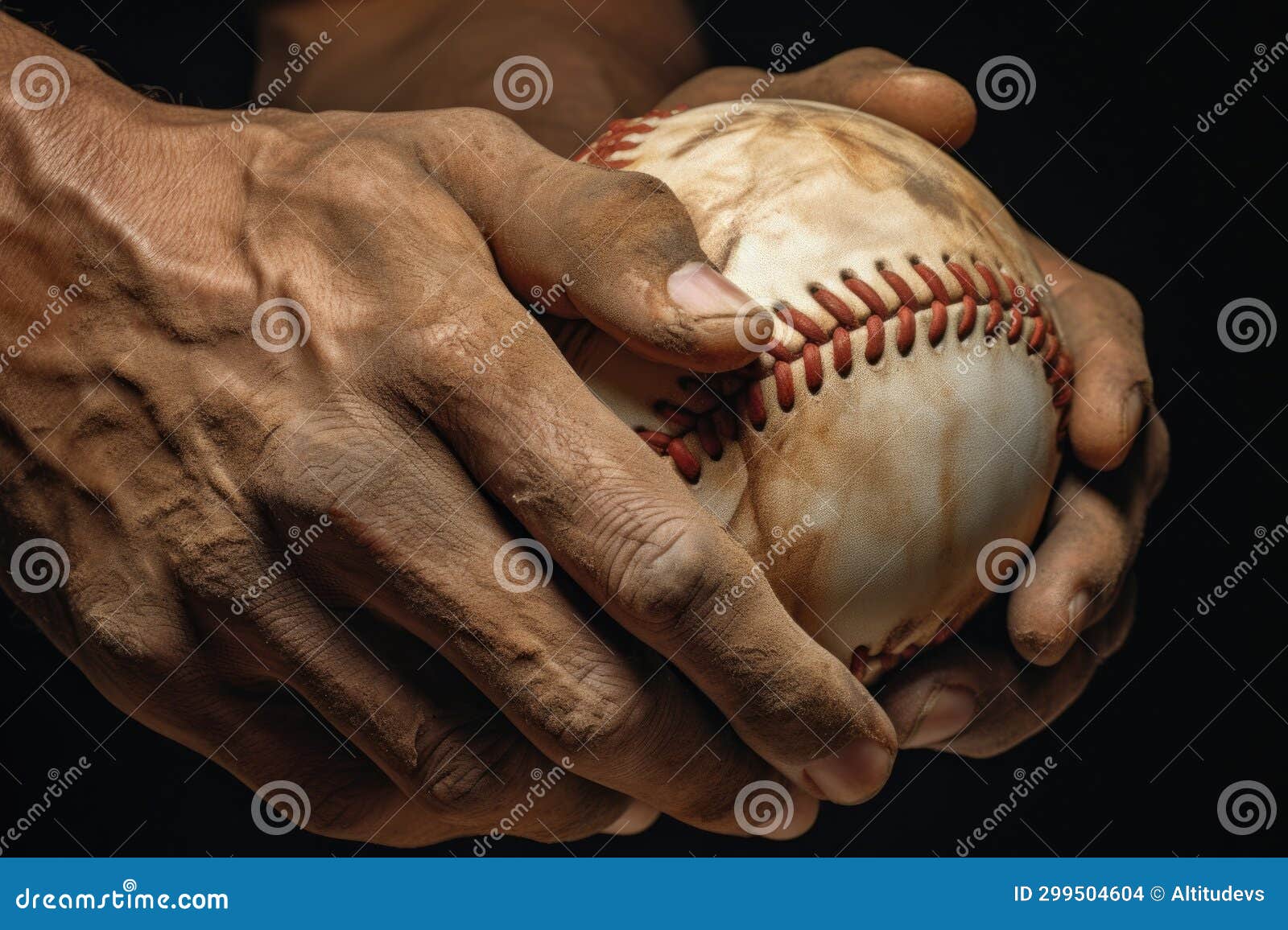 Close-up of a Baseball Players Hand Gripping a Baseball Stock Photo ...