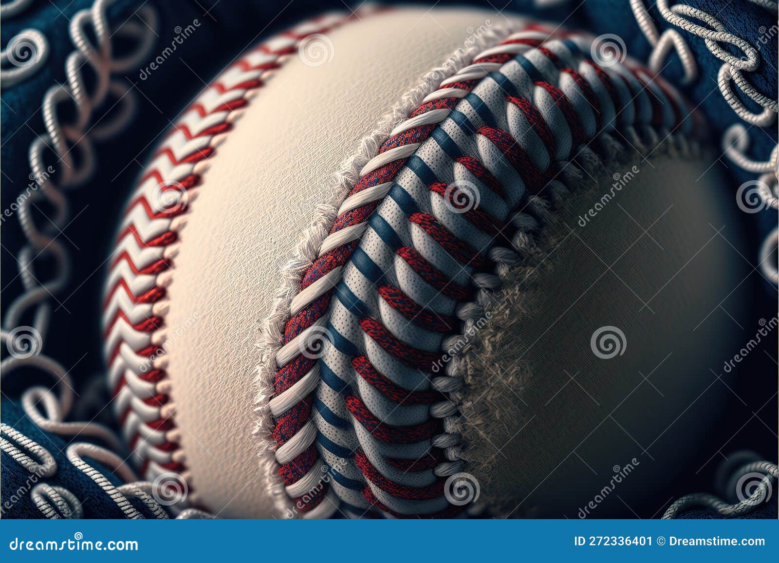 Close Up of a Baseball Threads with Room for Copy. Generative AI Stock ...