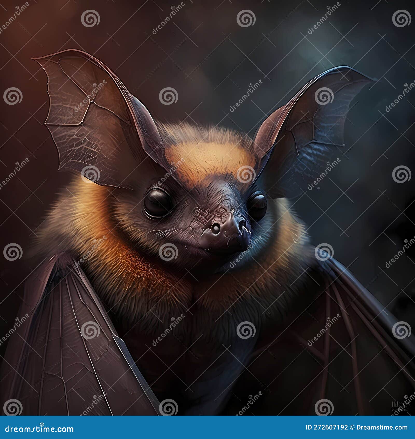 Close Up Bat on Solid Background. Generative AI Stock Illustration ...
