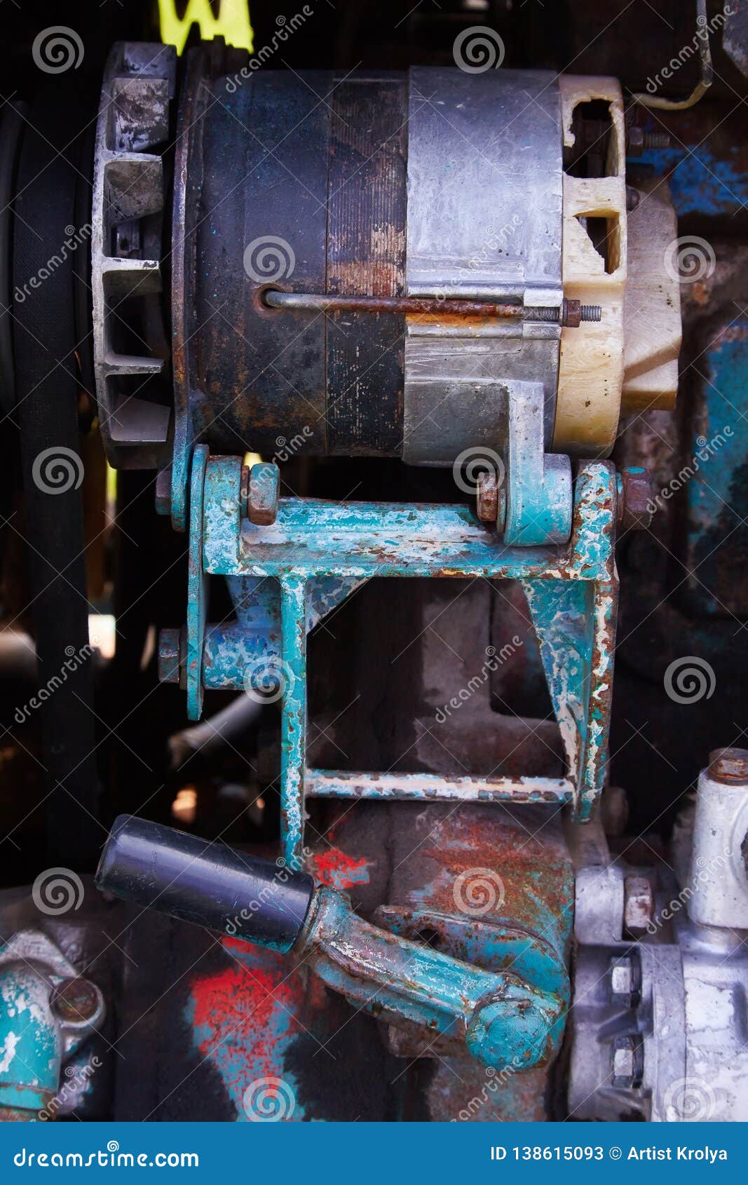 Close Up of Battered Old Farm Tractor Engine. Tractor Machine Stock ...