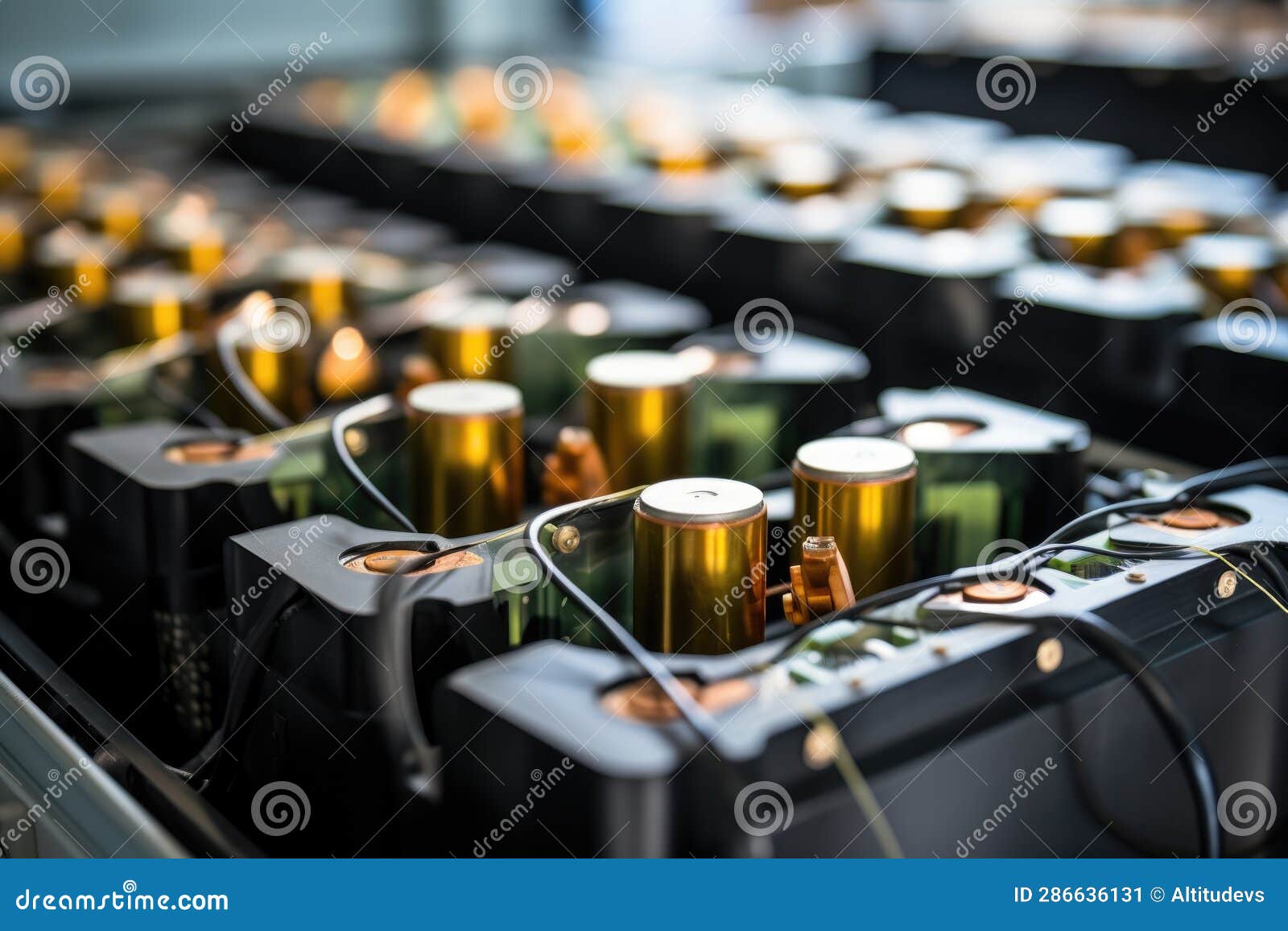 Close-up of Battery Cells in Energy Storage System Stock Image - Image ...