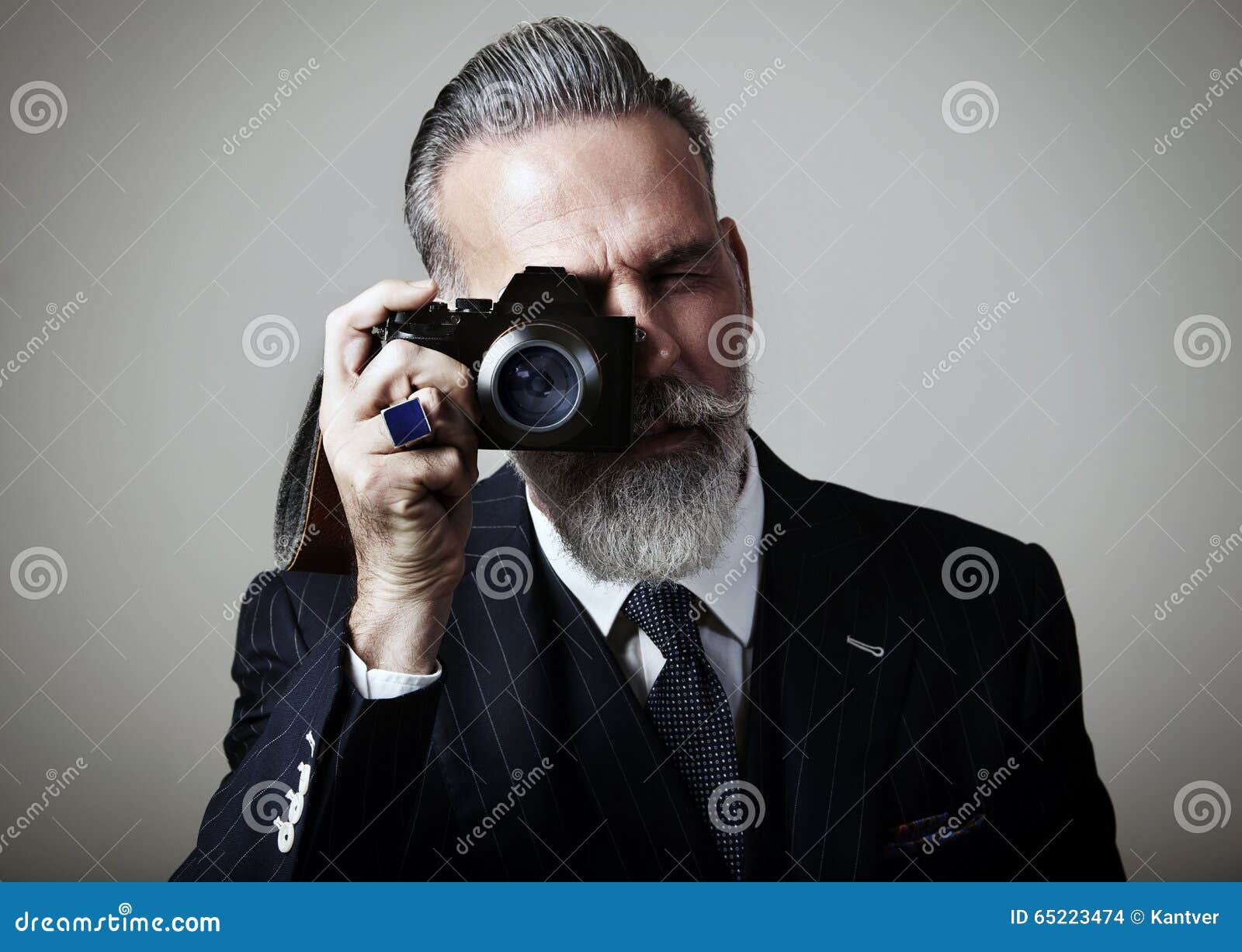 Close-up of Bearded Gentleman Makes the Photo on a Stock Photo - Image ...