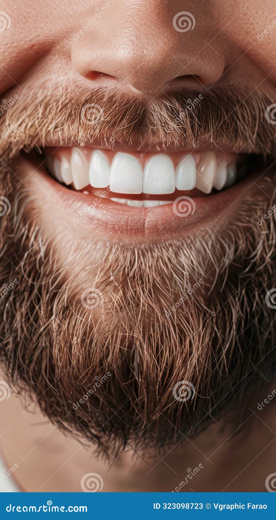 Close-up of a Bearded Man Smiling with White Teeth Stock Illustration ...