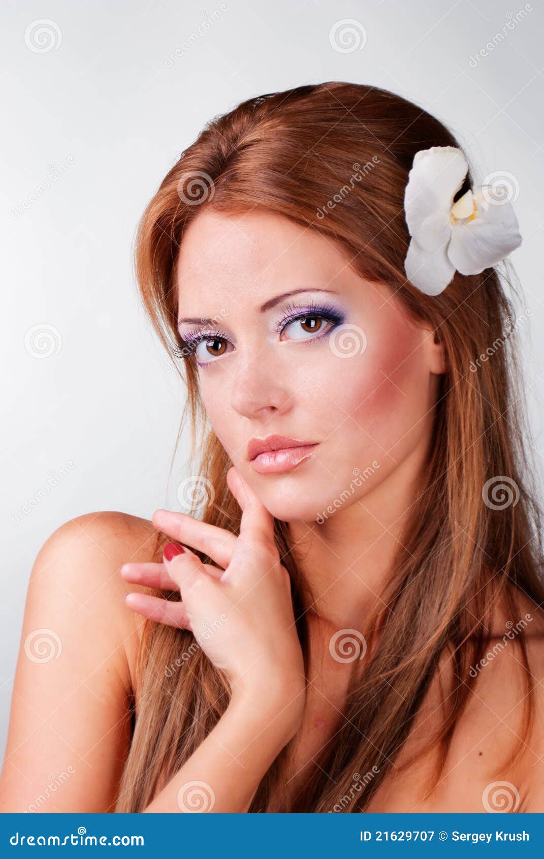 Close-up of the Beautiful Brown-haired Lady. Stock Image - Image of ...