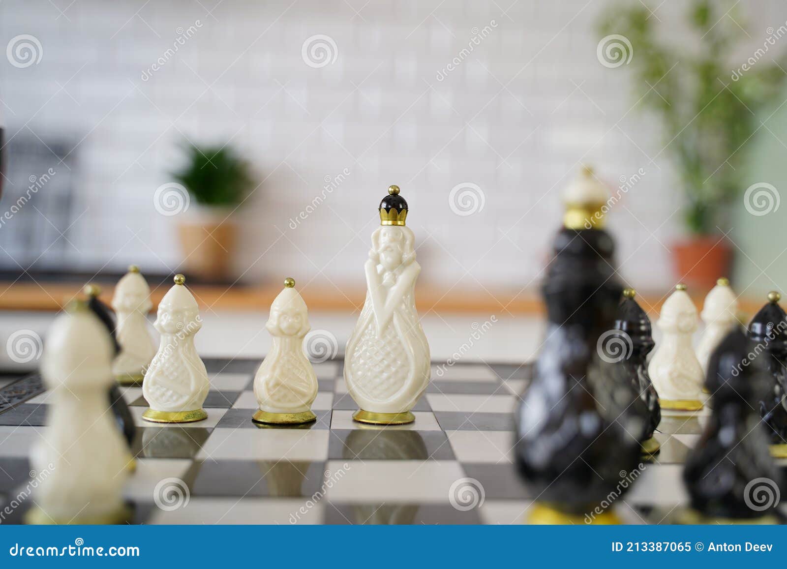 Close Up of Beautiful Chess on Table in Kitchen. Selective Focus of ...