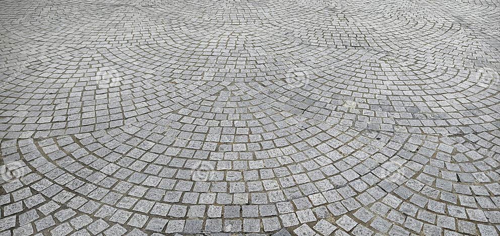 Close Up of a Beautiful Cobblestone Floor with a Circular Pattern Stock ...