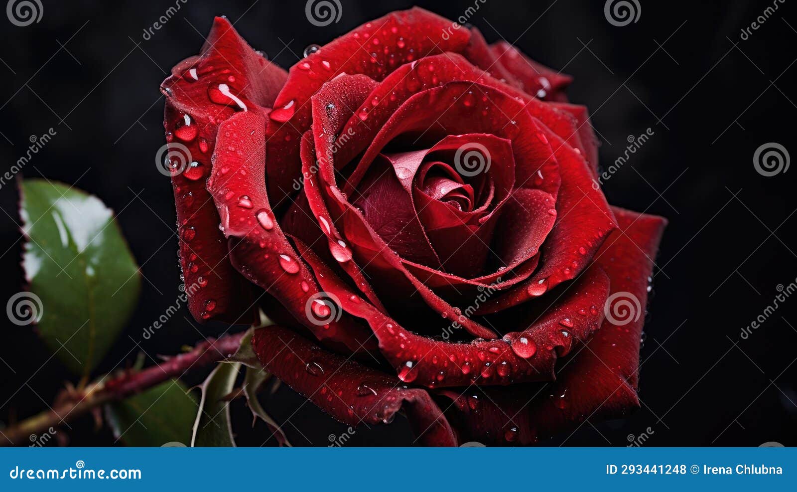 Close Up of Beautiful Dark Red Rose Isolated on Black Stock ...