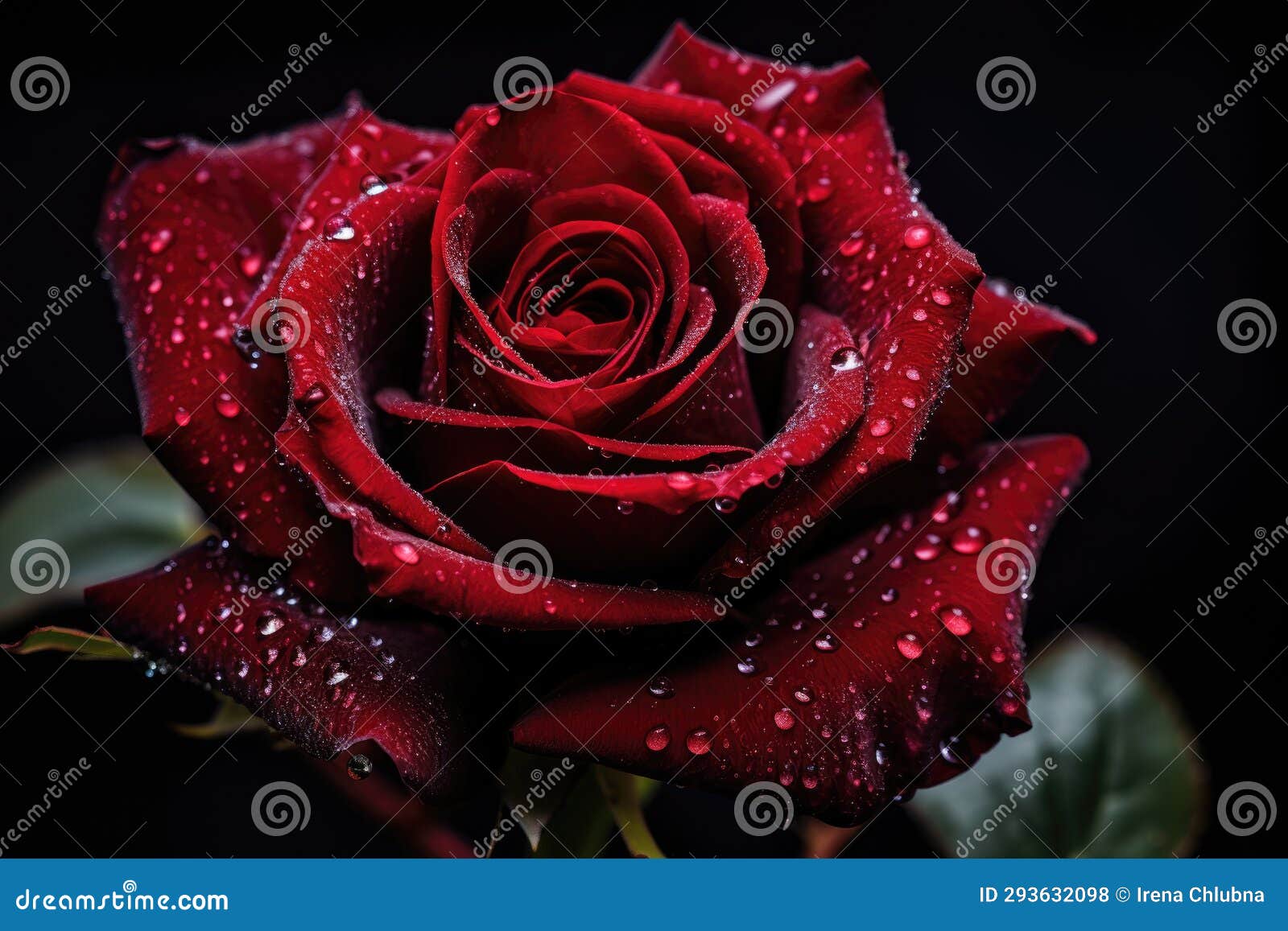 Close Up of Beautiful Dark Red Rose Isolated on Black Stock ...