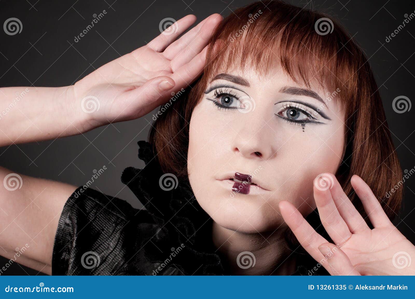 Close-up of Beautiful Girl with Chess Makeup Stock Image - Image of ...