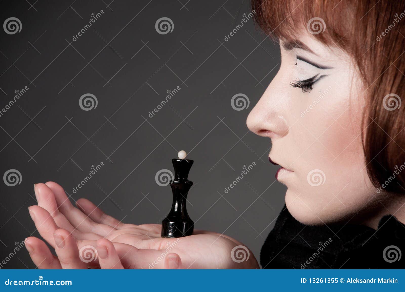 Close-up of Beautiful Girl with Chess Makeup Stock Image - Image of ...