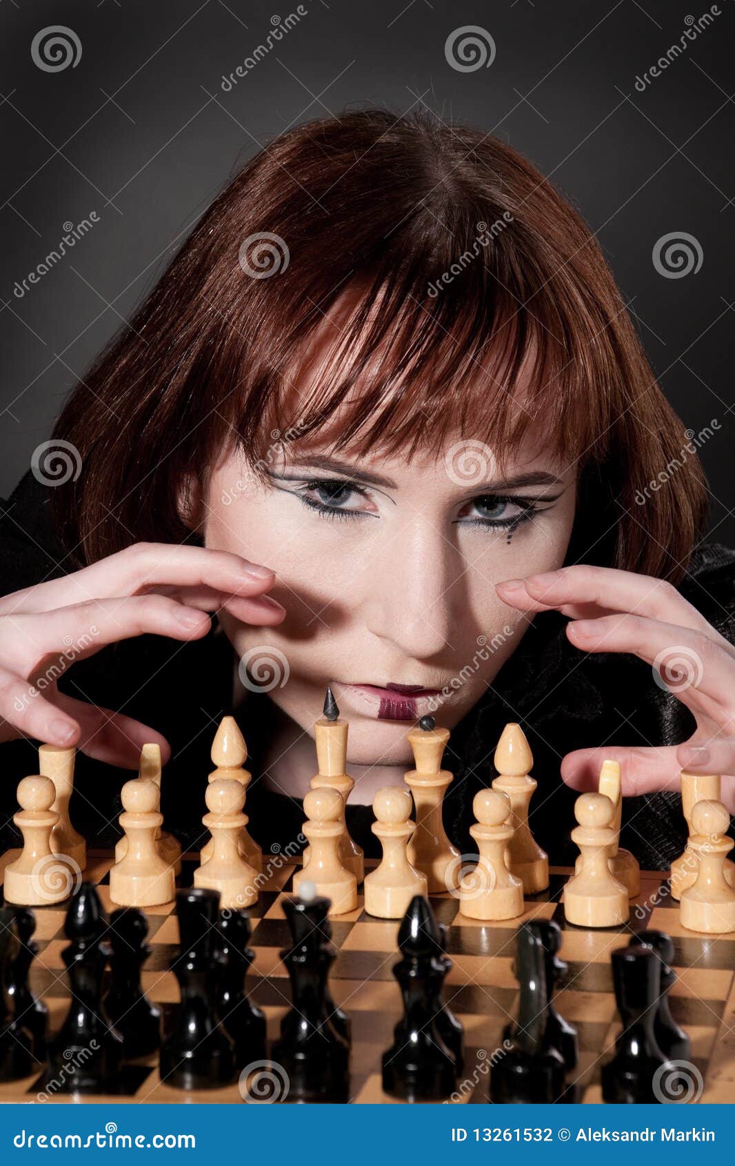Close-up of Beautiful Girl with Chess Makeup Stock Photo - Image of ...