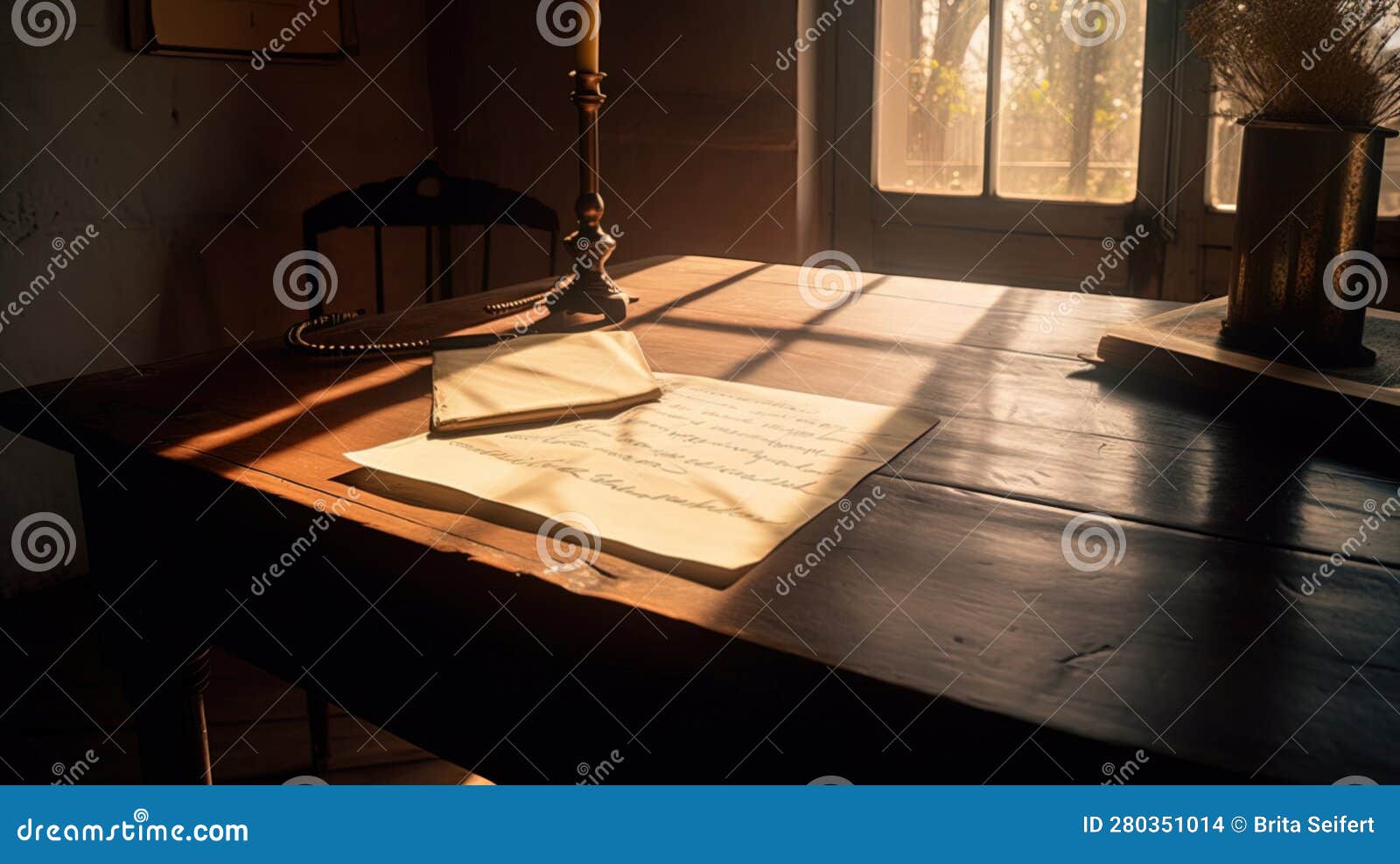 Close Up Of A Beautiful Handwritten Letter On A Table, In A Room ...