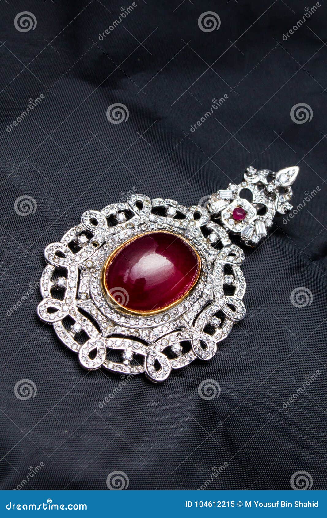 Silver Handmade Pendant with Giant Ruby Stock Image - Image of chains ...