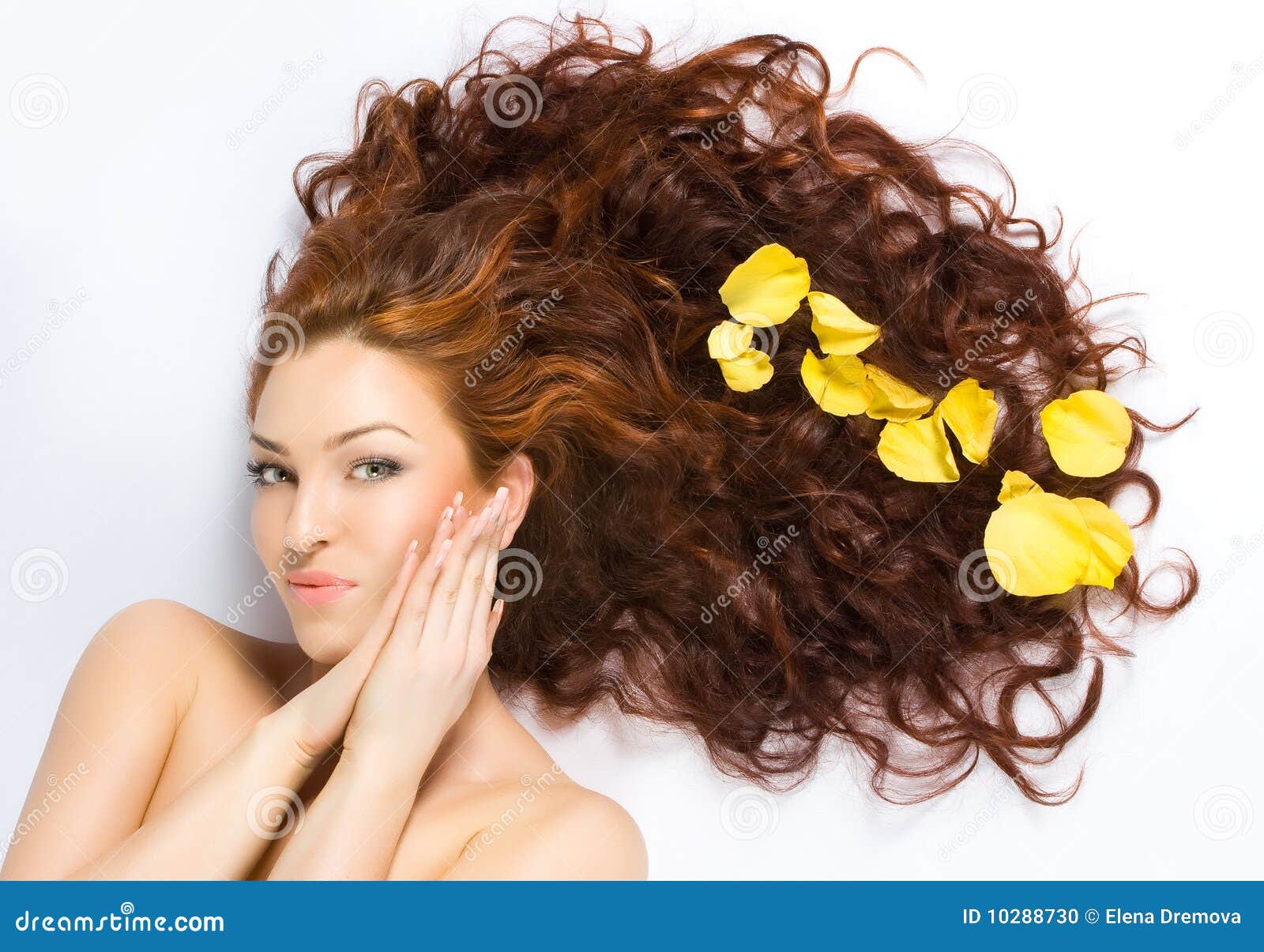 Close-up Beautiful Red-haired Lady Stock Photo - Image of hands, makeup ...