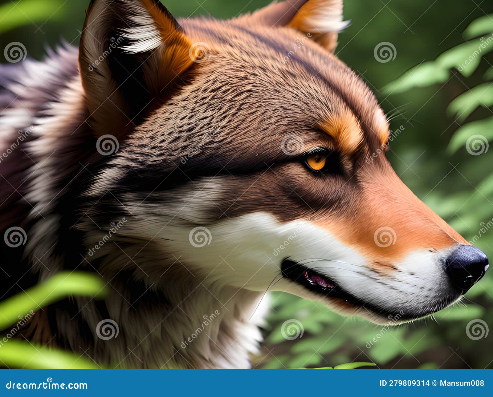 Close Up of a Beautiful Siberian Wolf in the Forest, Ai Generated Stock ...