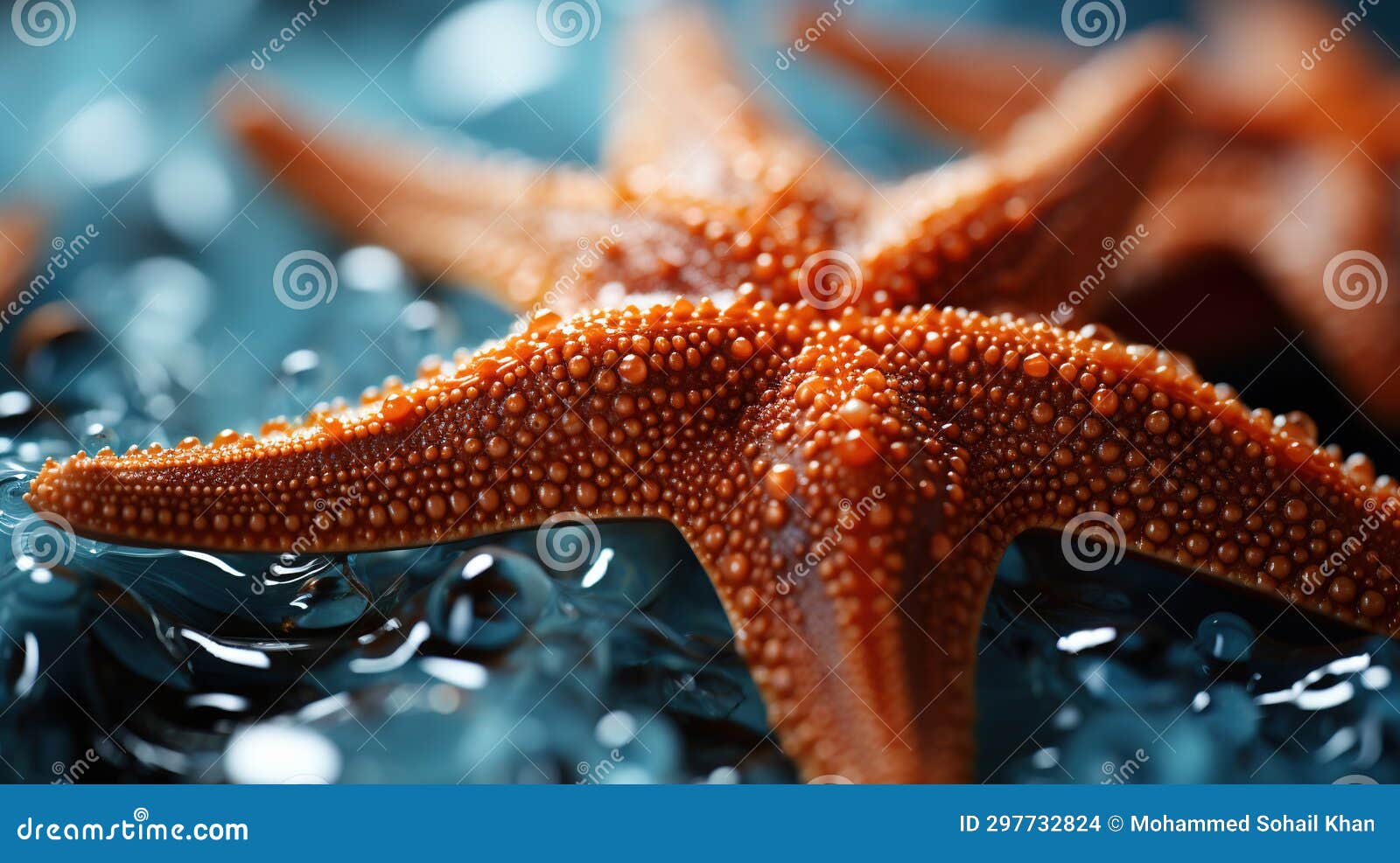 Close Up of Beautiful Starfish Underwater Blurry Seascape Background ...